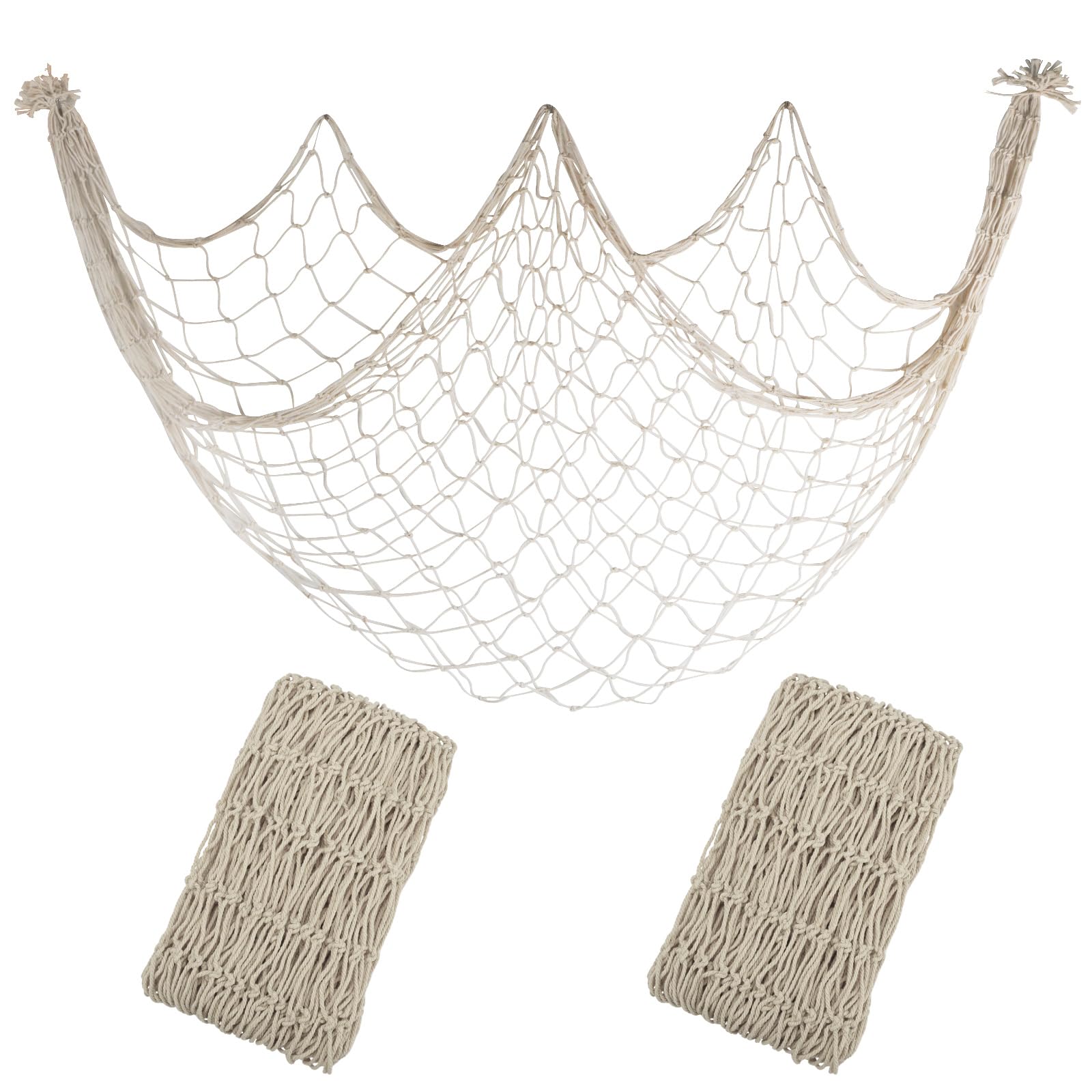 Amazon.com: 2 Pack Fish Net Decorations - 80x40 Inch Beige Fishing Net ...