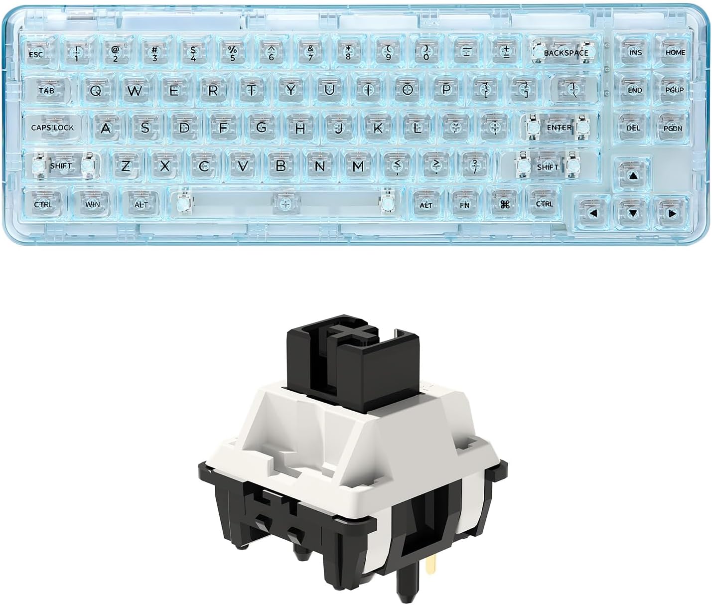 Amazon.com: YUNZII X71 Transparent Mechanical Keyboard(Crystal Ice ...