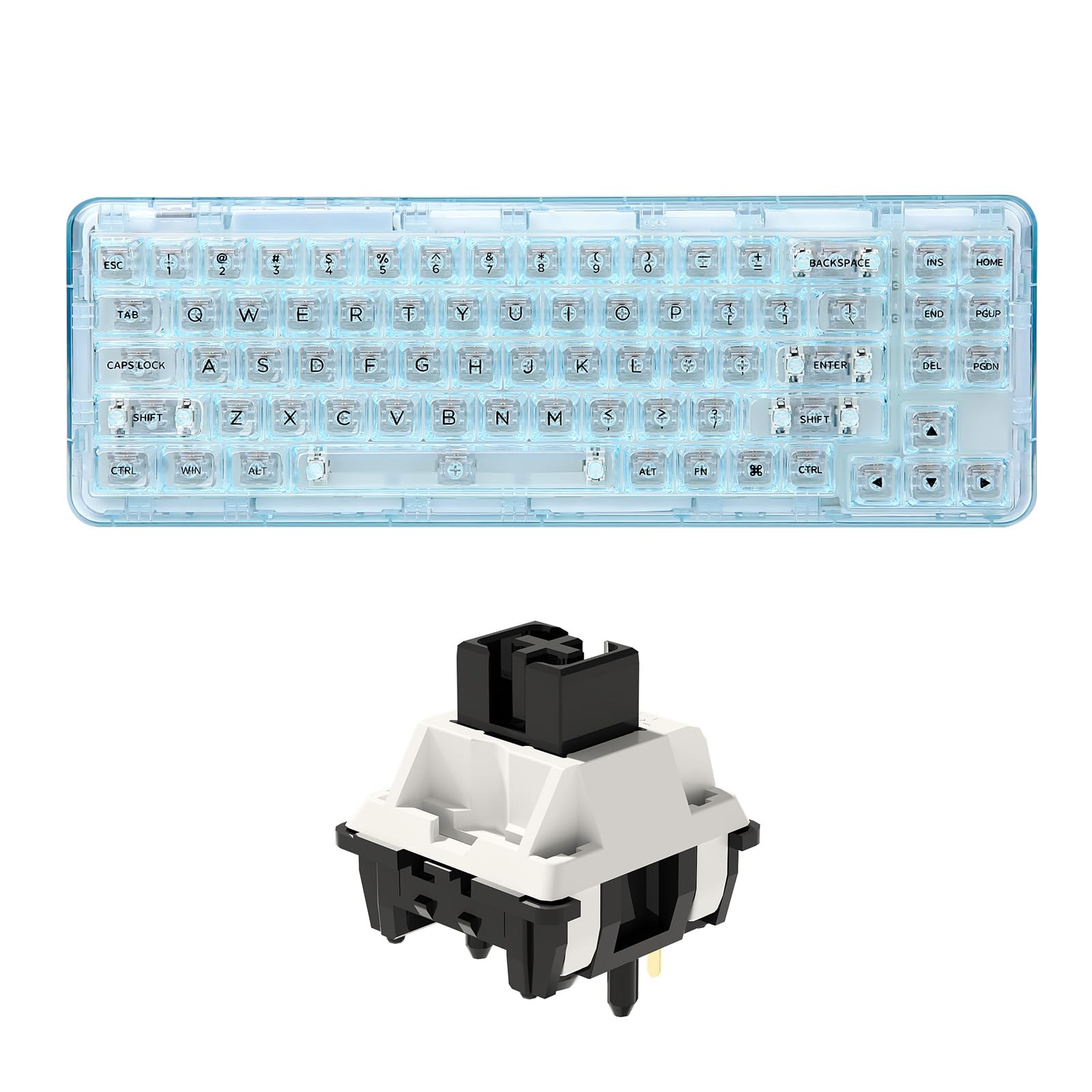 Amazon.com: YUNZII X71 Transparent Mechanical Keyboard(Crystal Ice ...