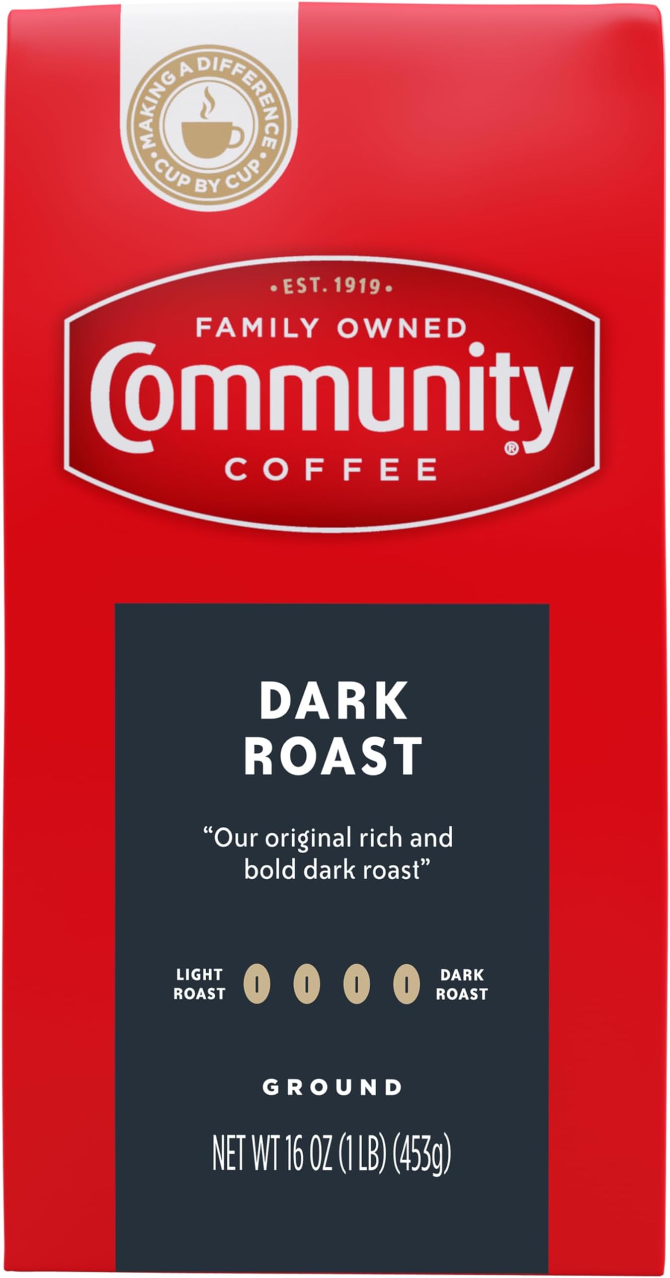 Amazon.com : Community Coffee Dark Roast Ground Coffee, 16 oz Bag ...