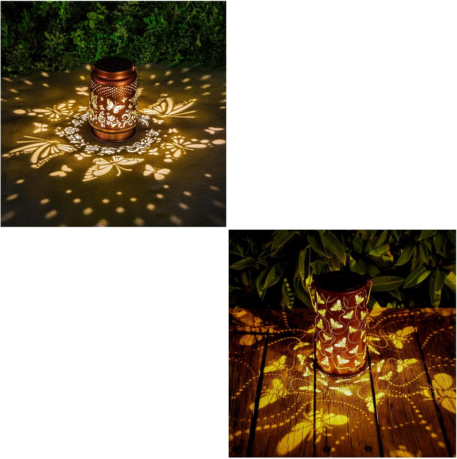 Amazon.com: Solar Lanterns Outdoor Hanging Butterfly-Bee Decor Lantern ...