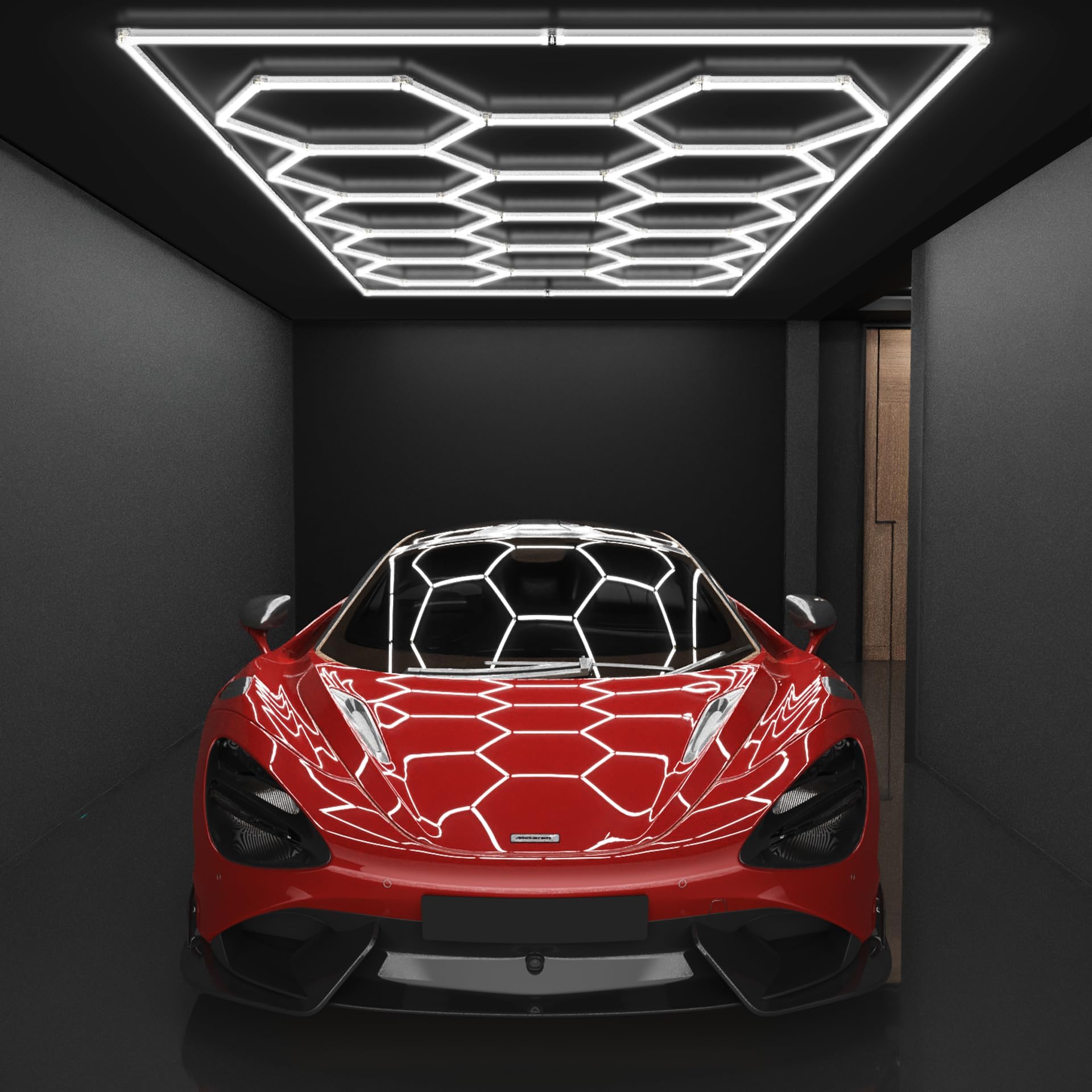 Hexagon Garage LED Lights.14 Grid 900W 108000LM 6500K Hex Honeycomb ...