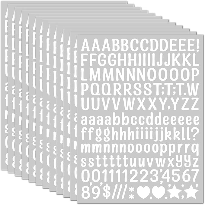 Amazon.com: 15 Sheet Small Letter Stickers - 1/2 Inch White Vinyl Self ...