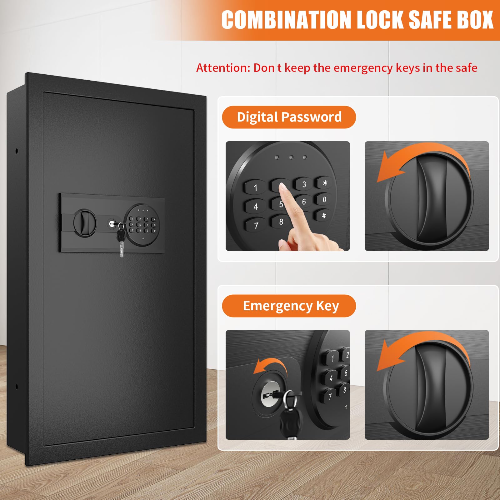 Snapklik.com : 26" Tall Fireproof Wall Safe Between Studs Hidden Gun ...