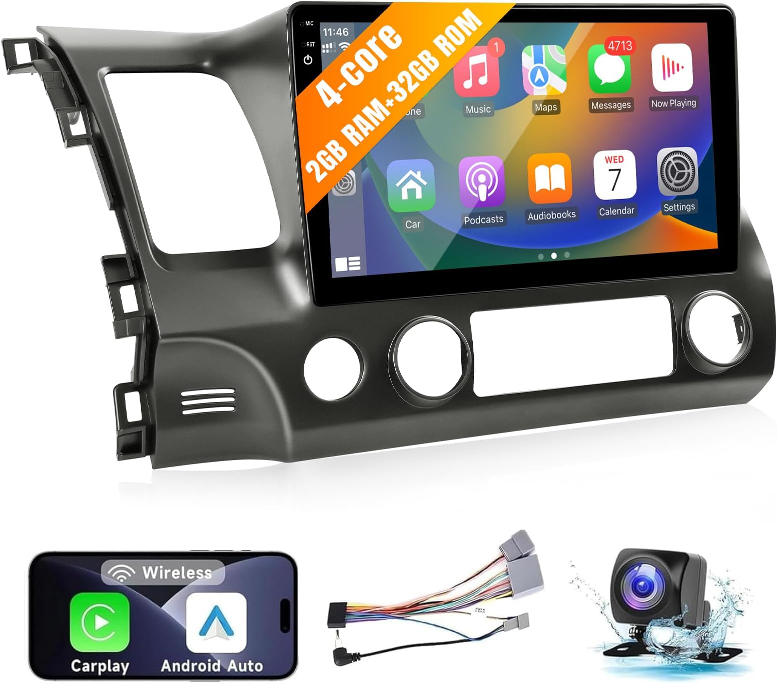 Amazon.com: Leadfan Car Stereo Radio Support Wireless CarPlay & Android ...
