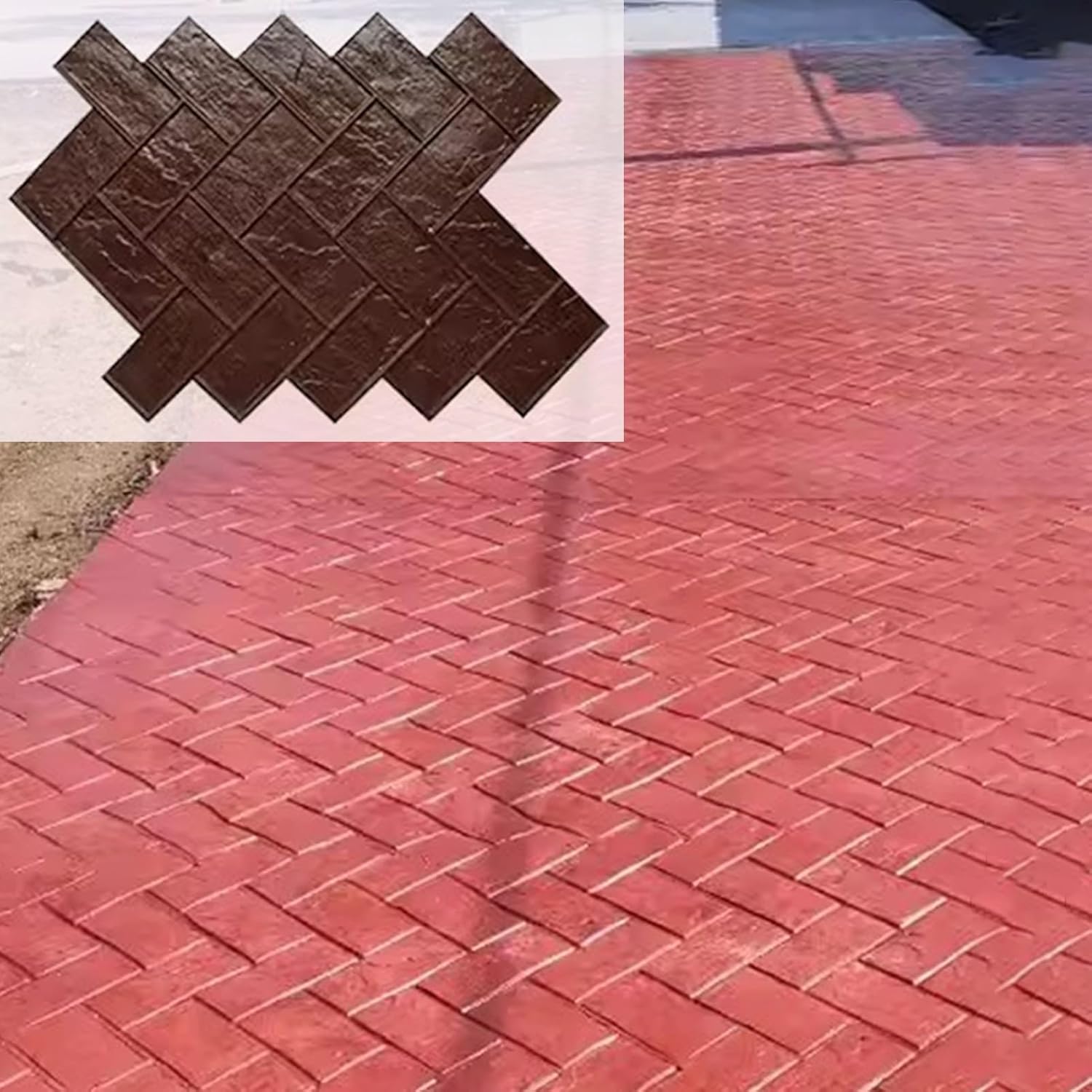 Amazon.com: Concrete Stamp Herringbone Concrete Imprint Mat, Natural ...