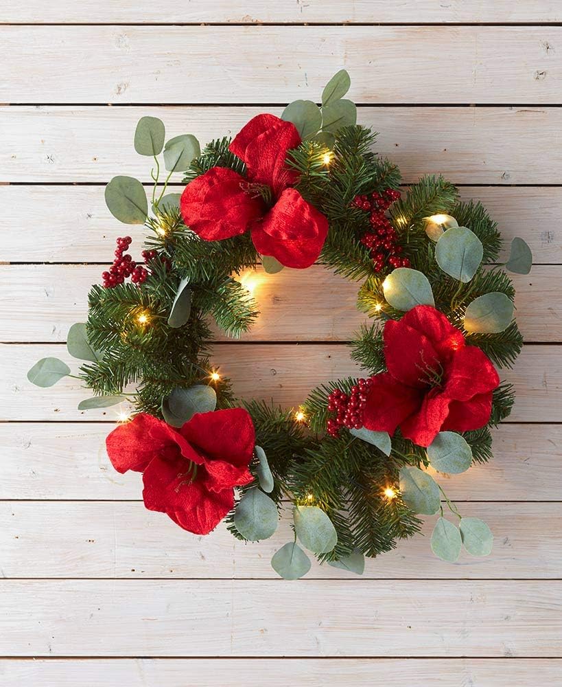 Amazon.com: LTD Commodities Lighted Wreath with Remote Control : Home ...