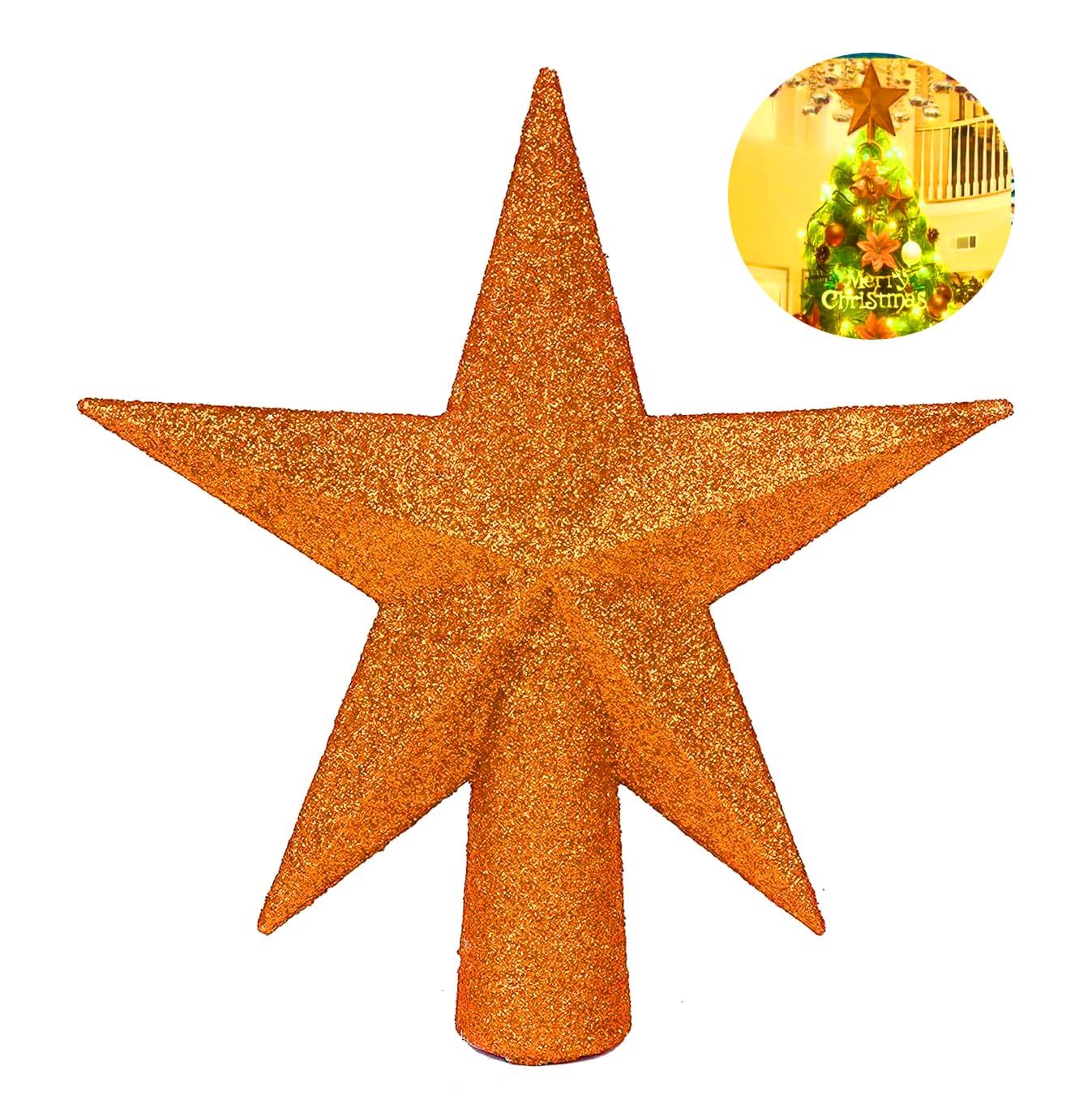 Amazon.com: YYCRAFT Glitter Star Tree Topper Christmas Decoration-6 ...