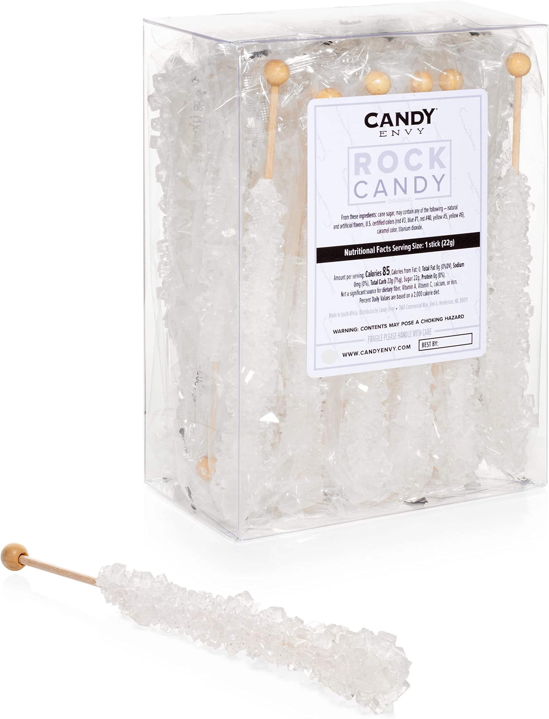 Amazon.com : Candy Envy - Red Rock Candy Sugar Sticks - Strawberry ...