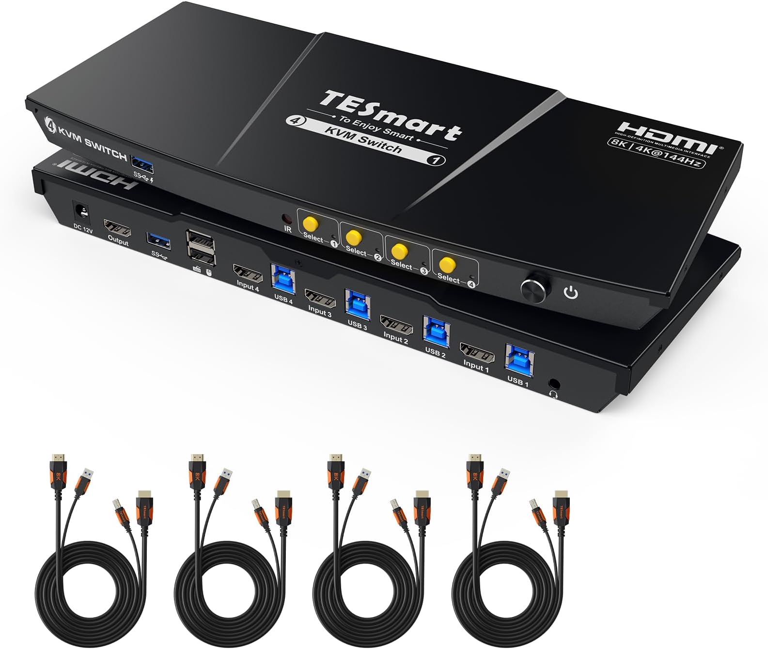 Amazon.com: TESmart 8K@60Hz HDMI KVM Switch 1 Monitor 4 Computers USB 3 ...