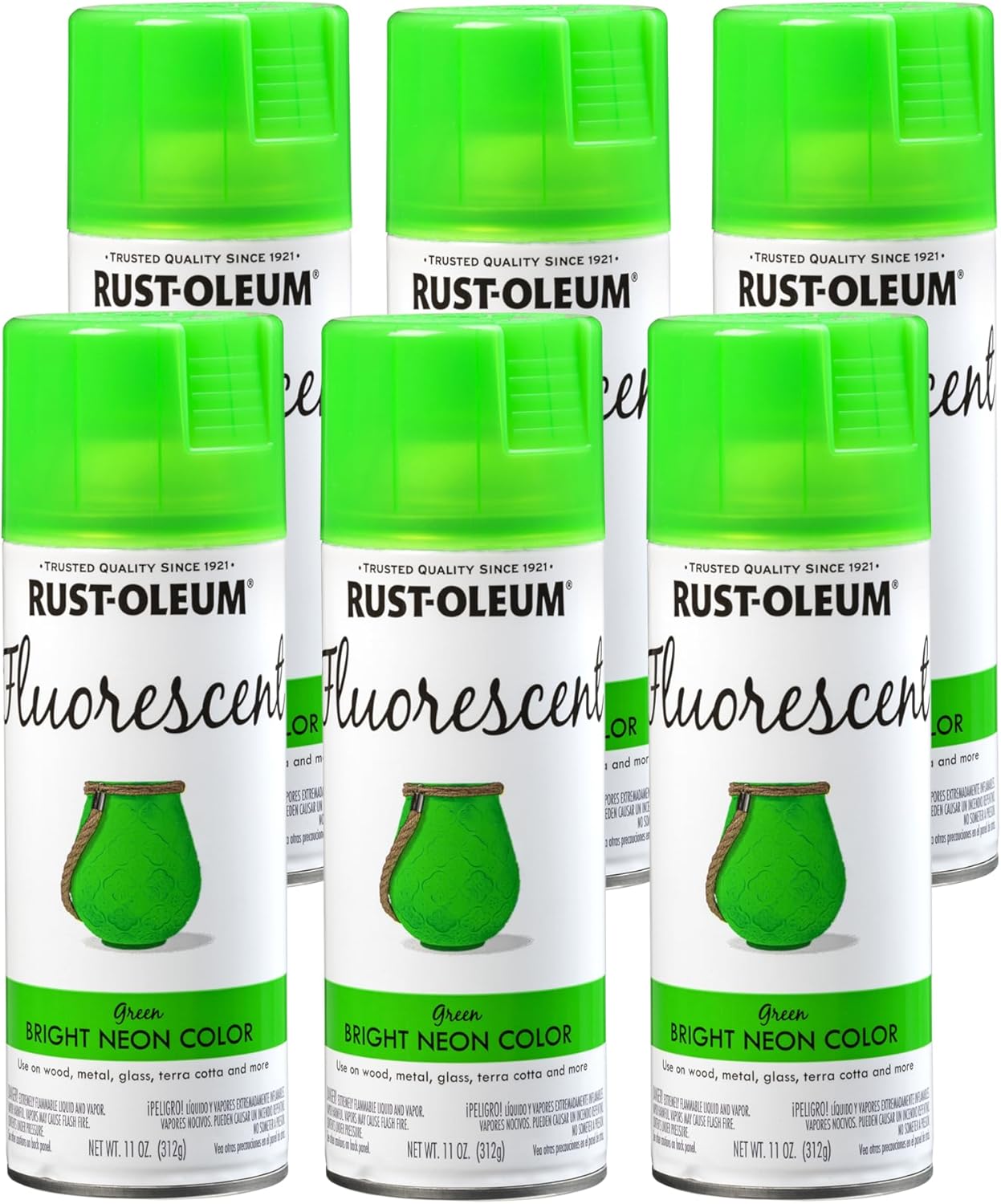 Rust-Oleum 342417 Specialty Fluorescent Spray Paint, 11 oz, Green, 6 ...