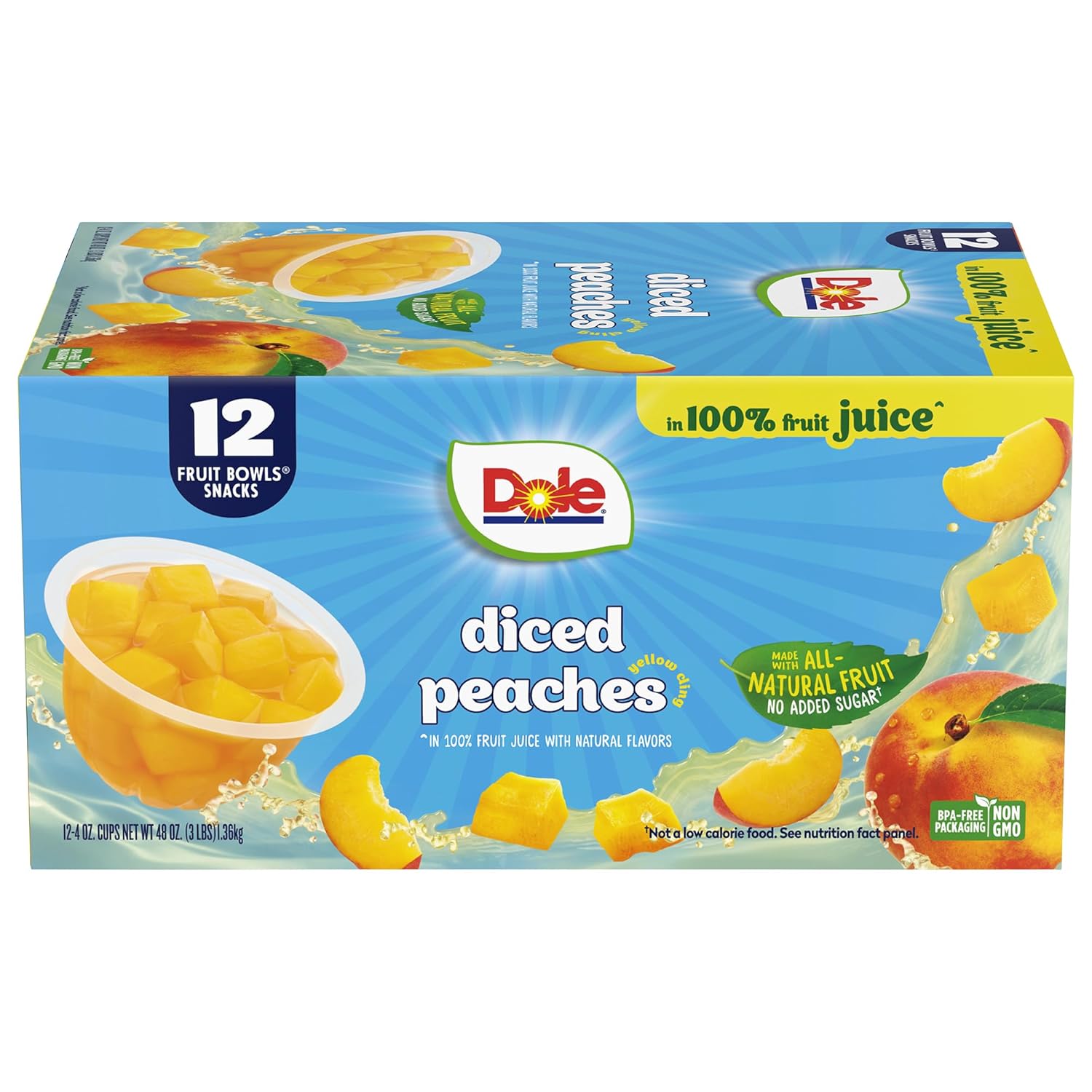 Amazon.com: Dole Diced Peaches in 100% Juice^ - Dole Fruit Bowls Snacks ...