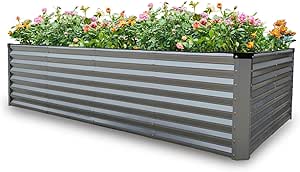 Gardmax 8x4x2FT Galvanized Raised Garden Bed Kit, Metal Planter Boxes ...