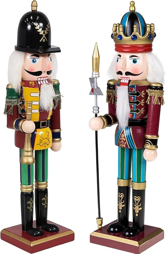 KAHEIGN 2Pcs Wooden Nutcracker Soldiers, 2 Style 30CM Christmas ...