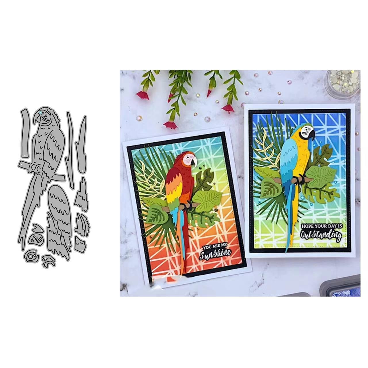 Amazon.com : Parrot Bird Cutting Die Embossing Metal Dies Cut for DIY ...