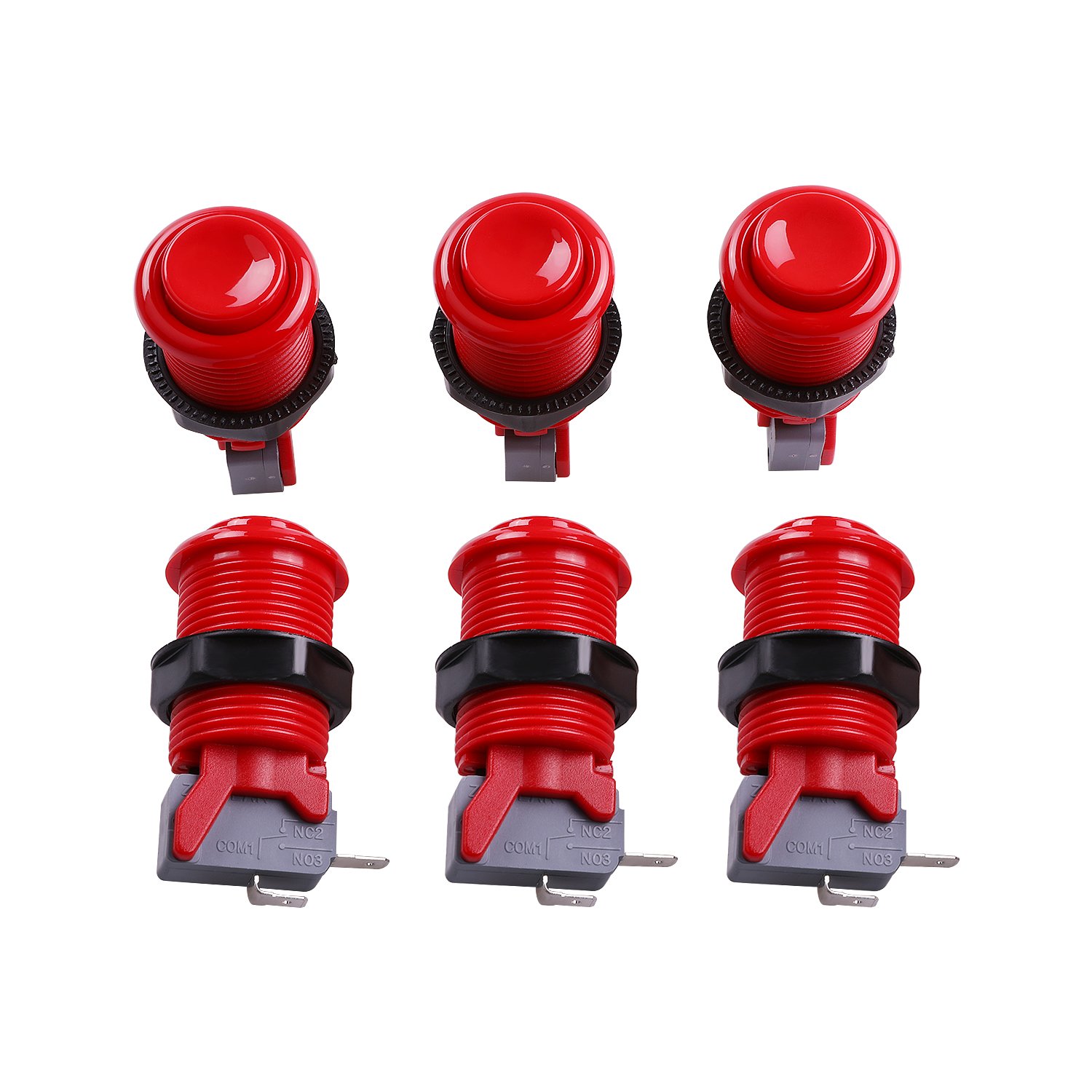 Easyget 6 Pcs/Set HAPP Type Standard Arcade Push Button with ...