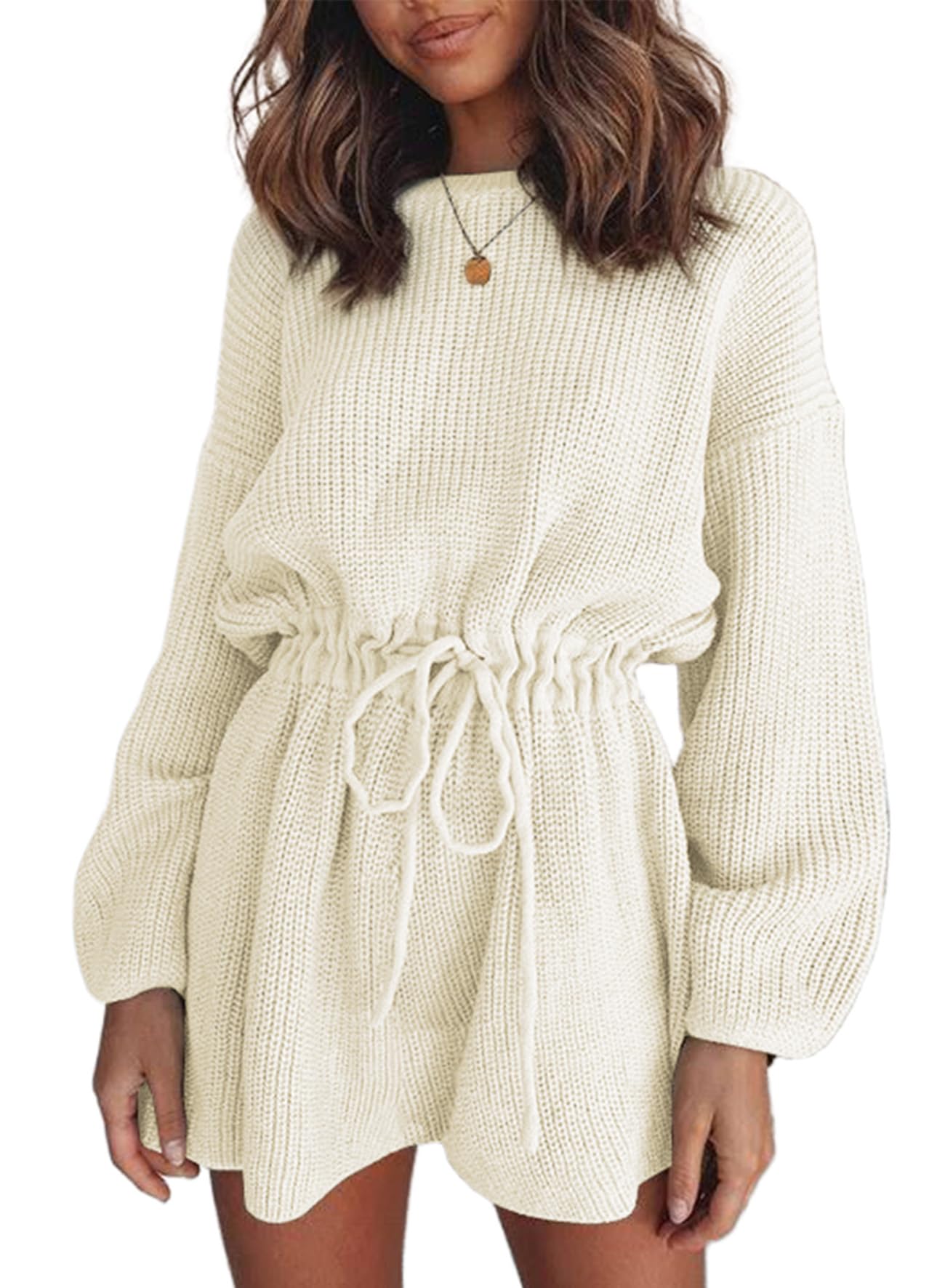 BLENCOT Women Long Sleeve Crewneck Loose Fit Solid Trendy Knit Jumpsuit ...