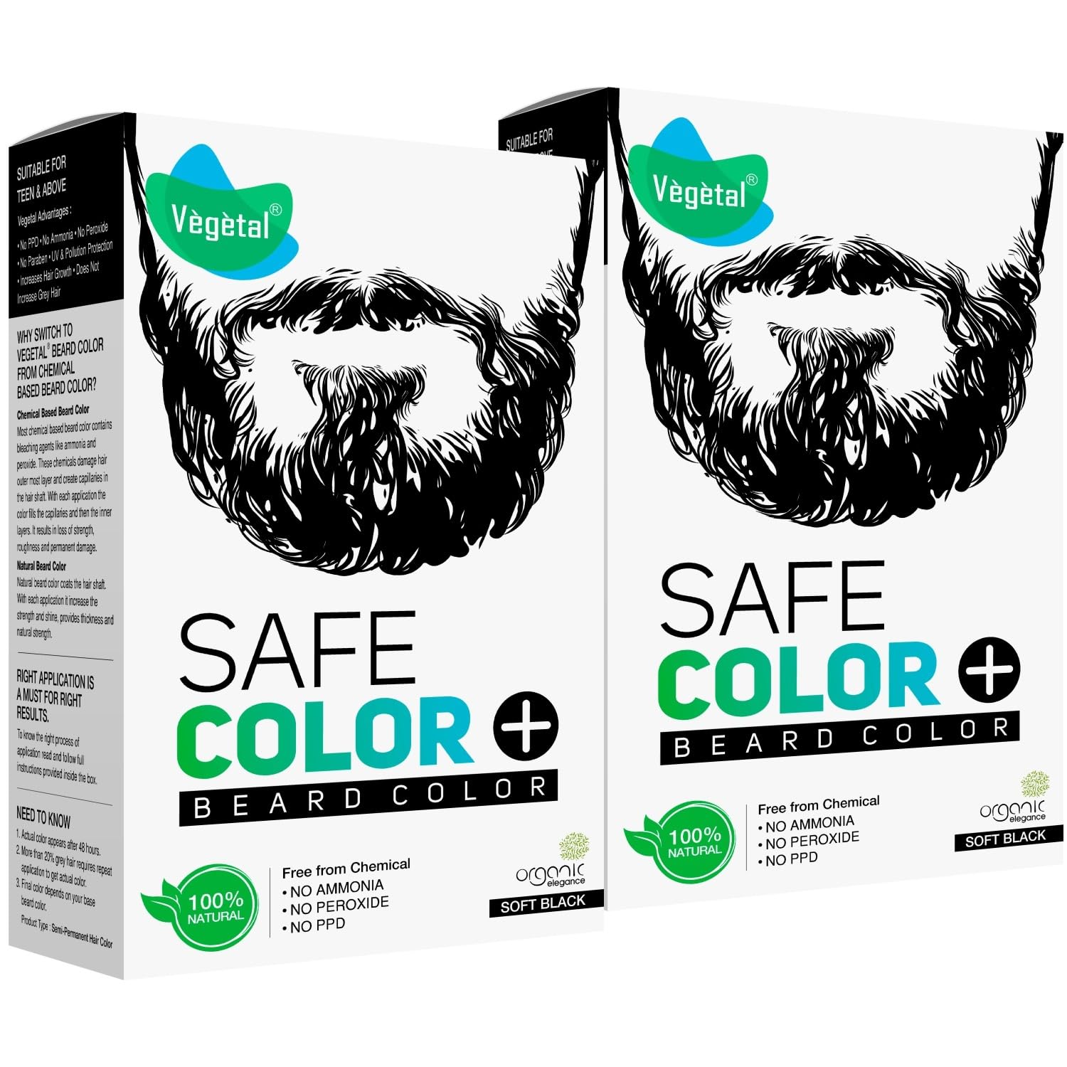 Vegetal Safe Hair Color -Soft Black 25gm (Pack of 2) - Certified ...
