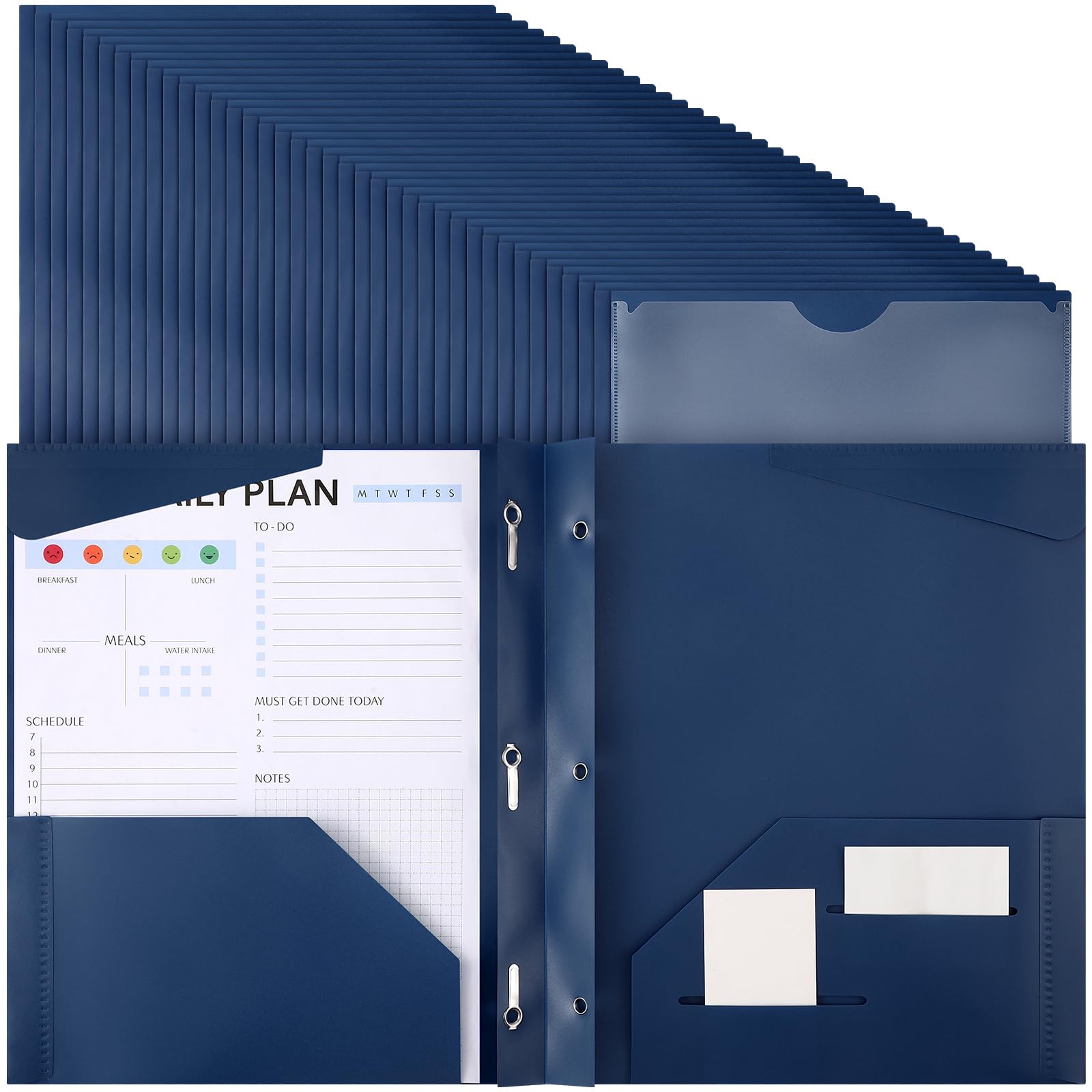 Amazon.com : Tenceur 48 Pack Plastic Folders with 3 Prongs Bulk Heavy ...