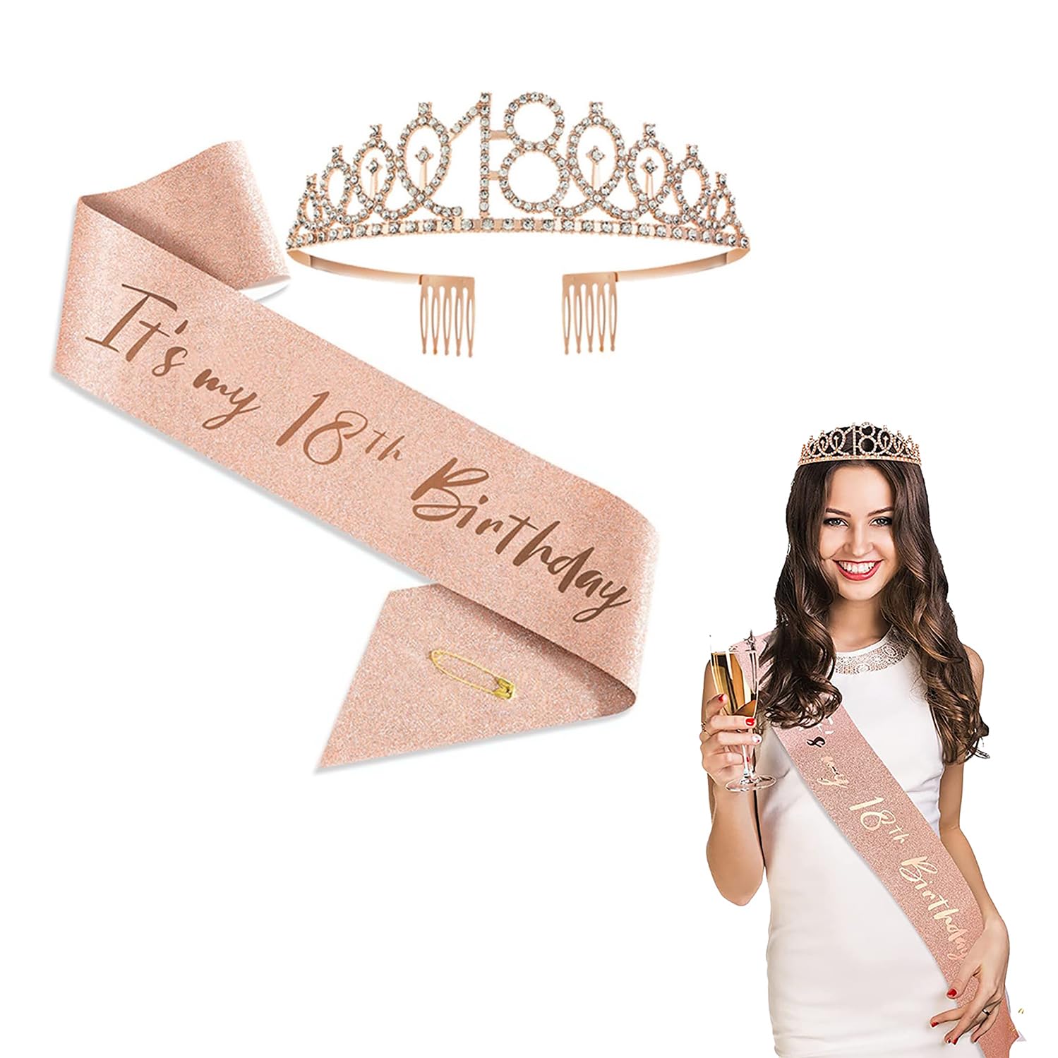 Fizzix 18th Birthday Sash | 18th Birthday Sash and Tiara Set | Elegant ...