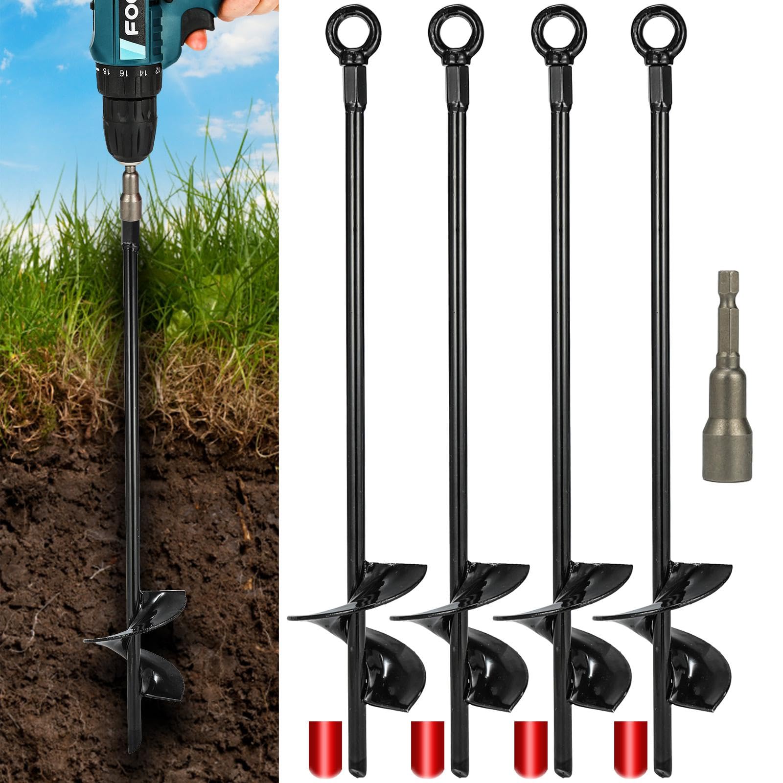 Amazon.com : Earth Ground Anchor 18 Inch Heavy Duty Earth Anchors(4pcs ...
