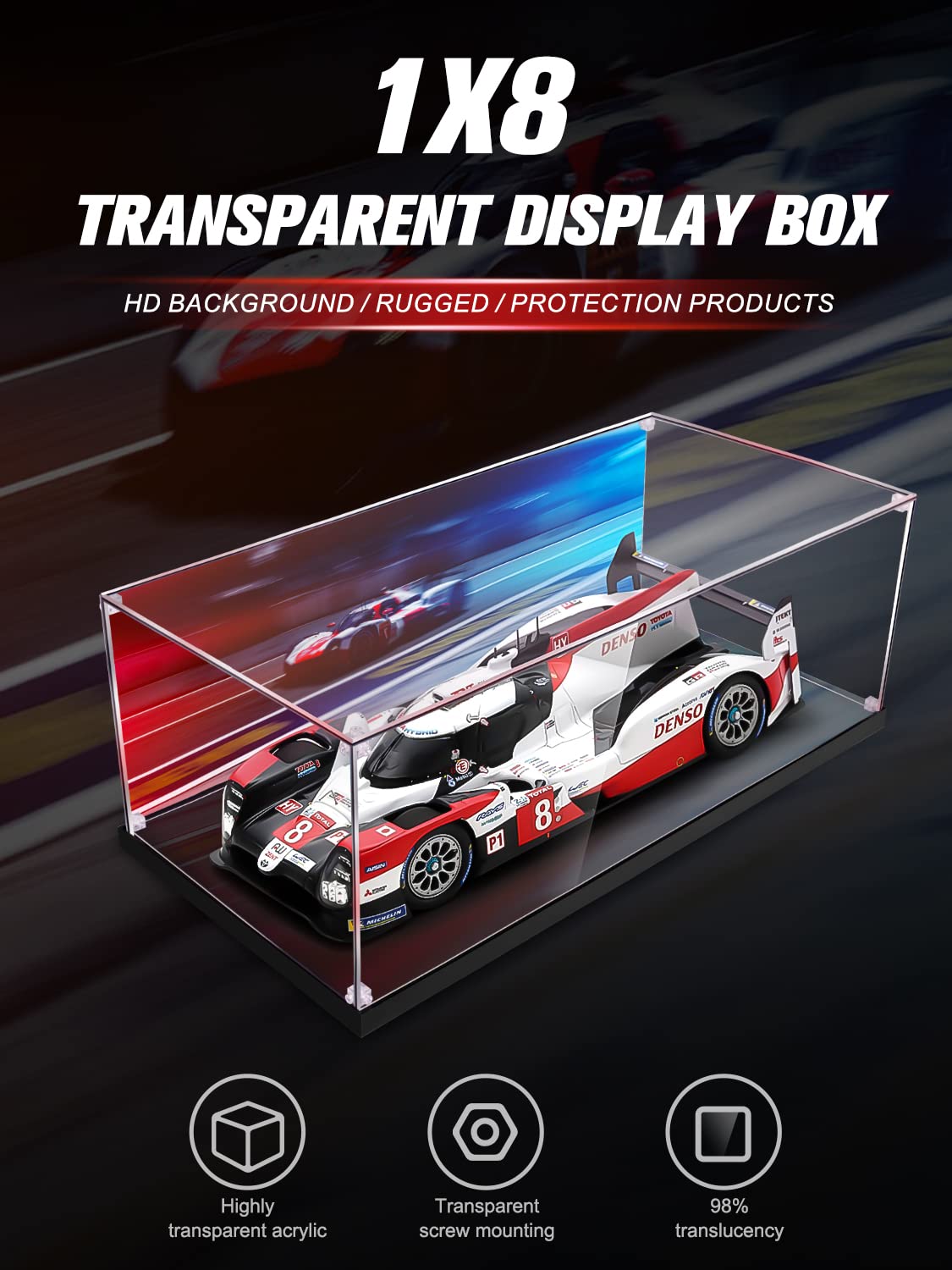 Acrylic Display Case for Lego Technic Car and 1:8 Model Car(25.59x11 ...