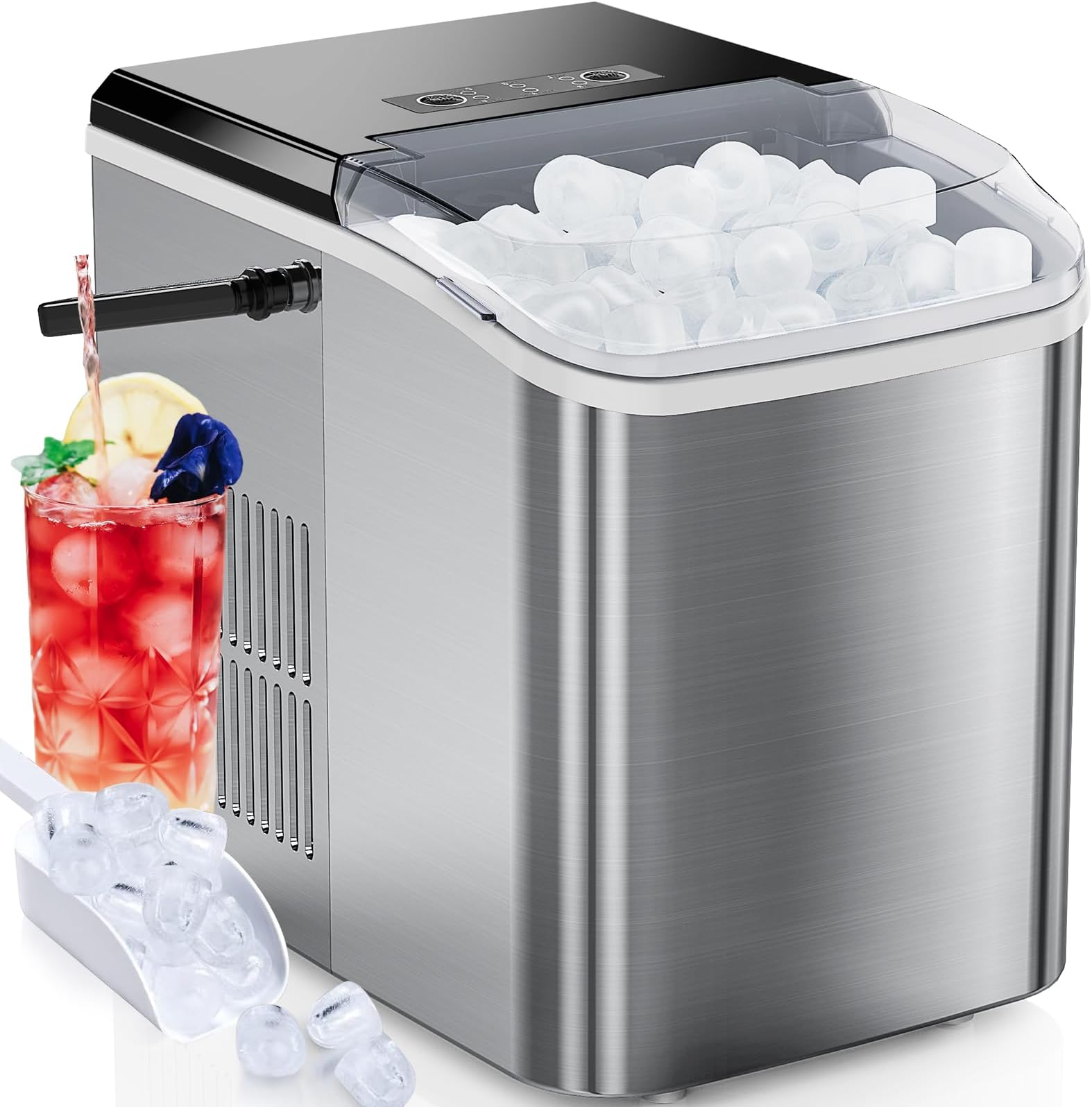 Amazon.com: DUMOS Stainless Steel Countertop Ice Maker, Portable Self ...