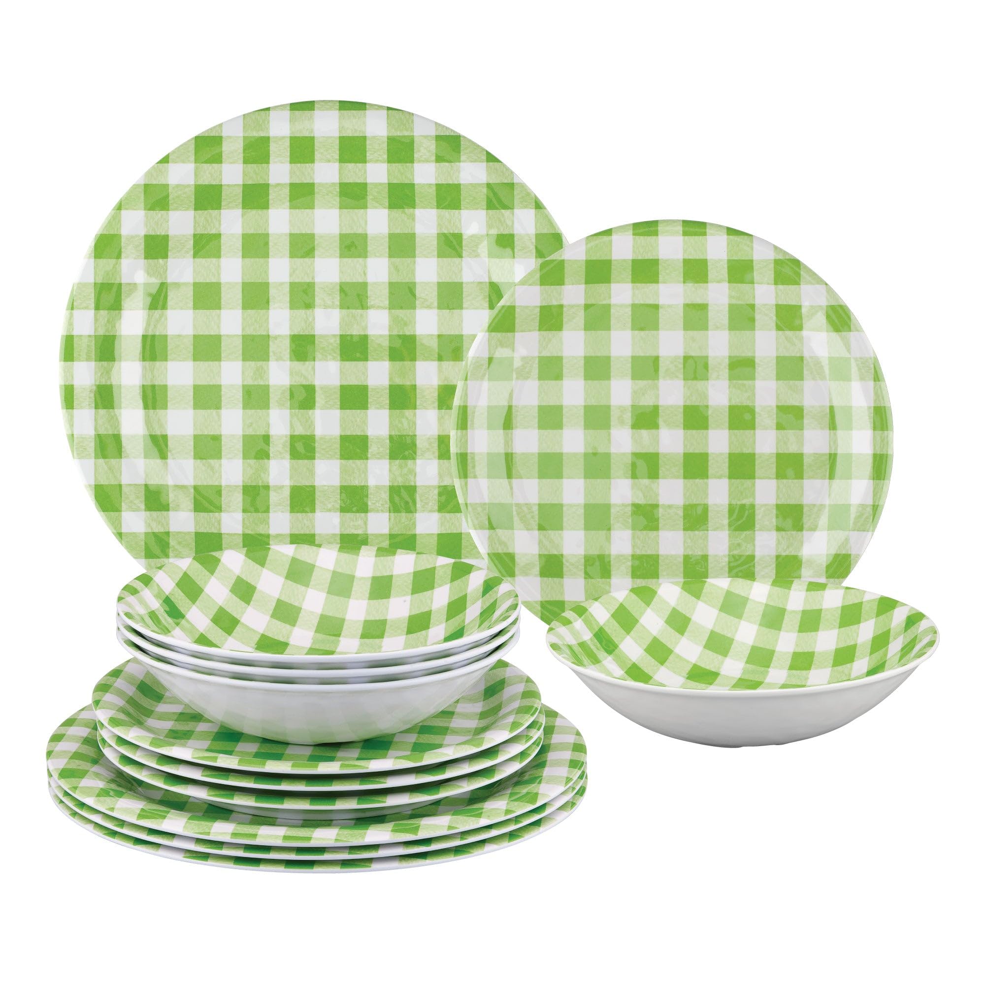 Snapklik.com : UPware 12 Piece Gingham Melamine Dinnerware Sets