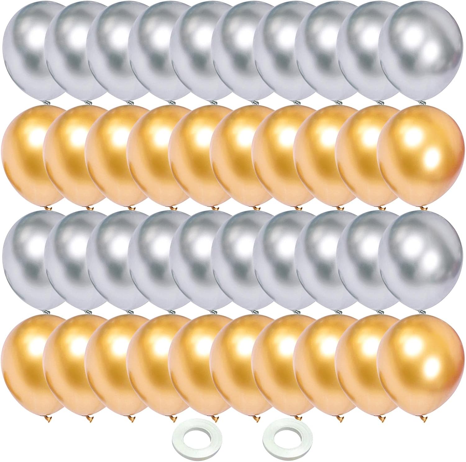 Amazon.com: 12inch Gold and Silver Metallic Balloons for Birthday ...