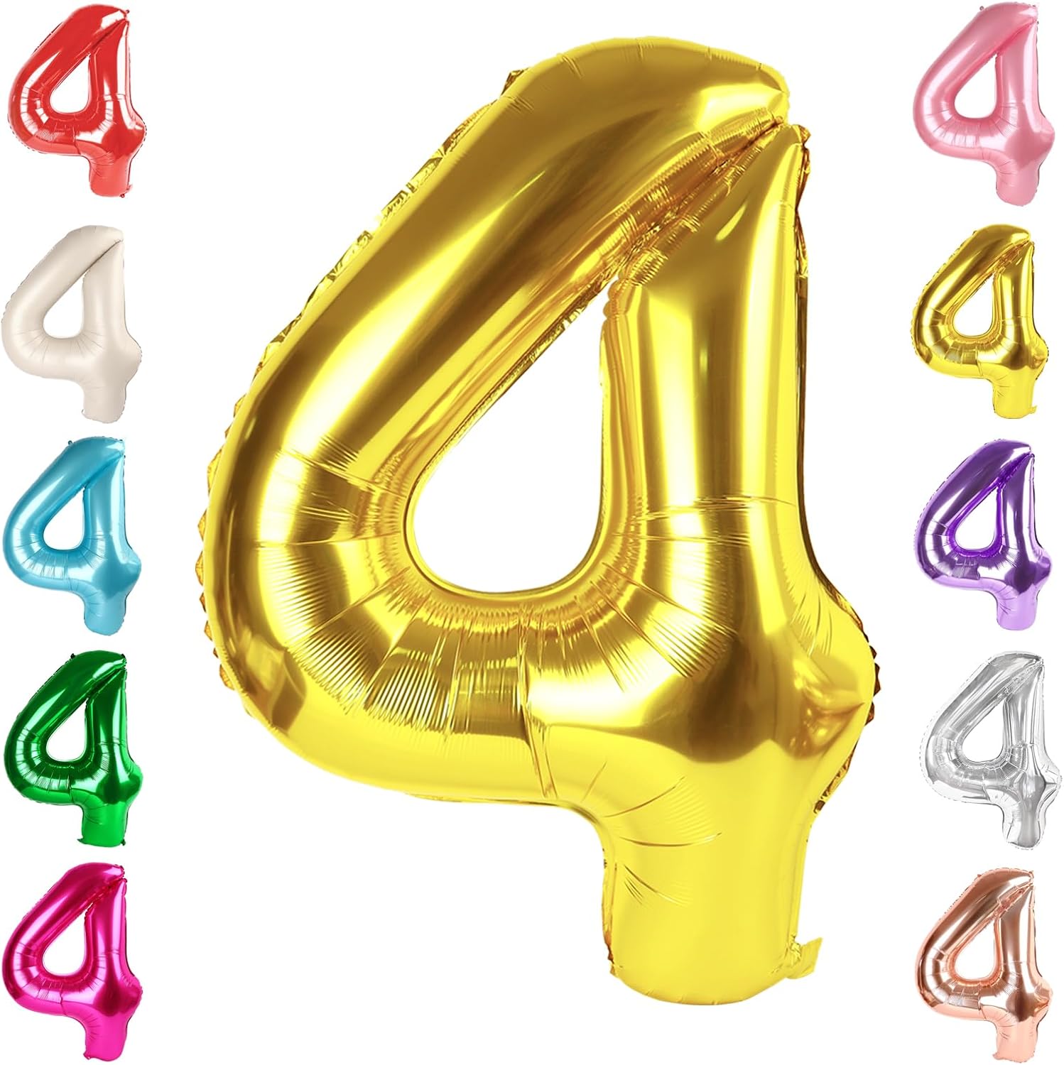 Amazon.com: 40 Inch Large Numbers Balloon, 4 Gold Ballon for 4th 14 40 ...