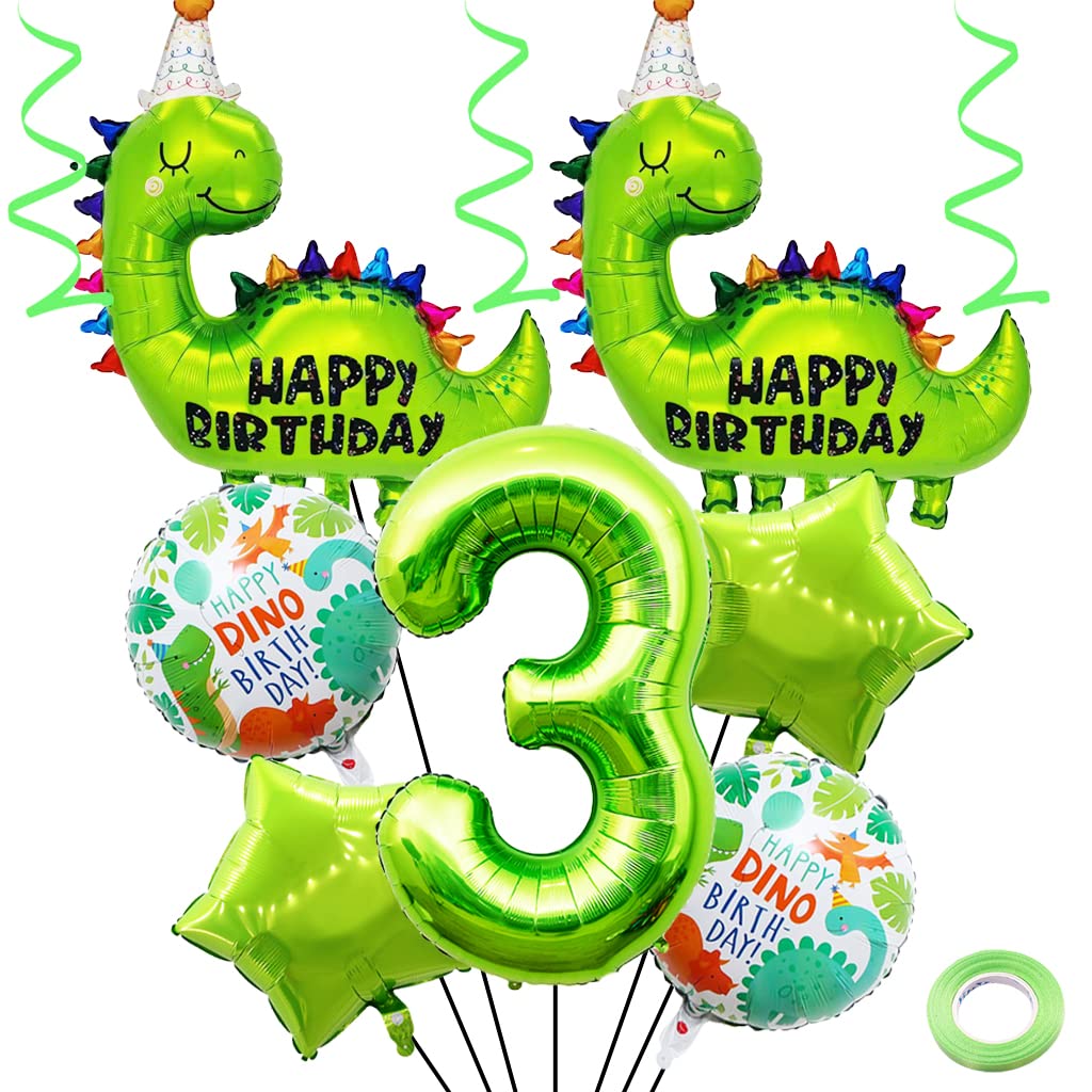 Amazon.com: Weenkeey 3rd Dinosaur Birthday Balloons Big Cute Dinosaur ...