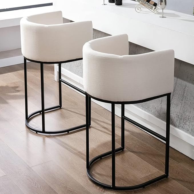 Amazon.com: HNY Modern Counter Height Linen Fabric Upholstered Counter ...