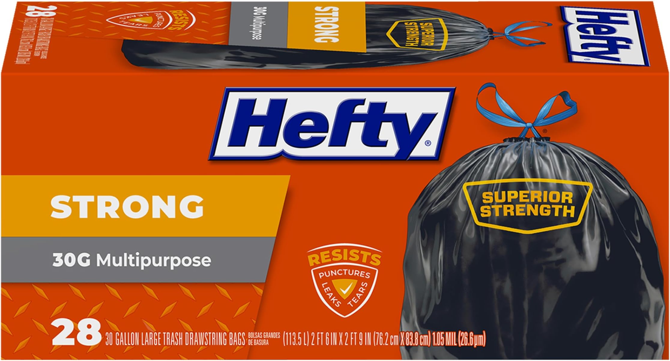 Amazon.com: Hefty Strong Large Trash Bags, 30 Gallon, 28 Count : Health ...