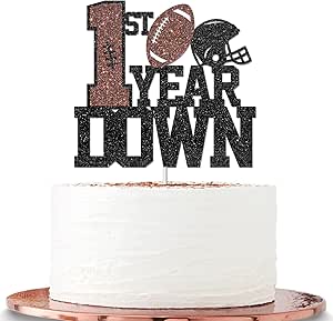 Amazon.com: Dalaber 1st Year Down Cake Topper, Football One Year ...