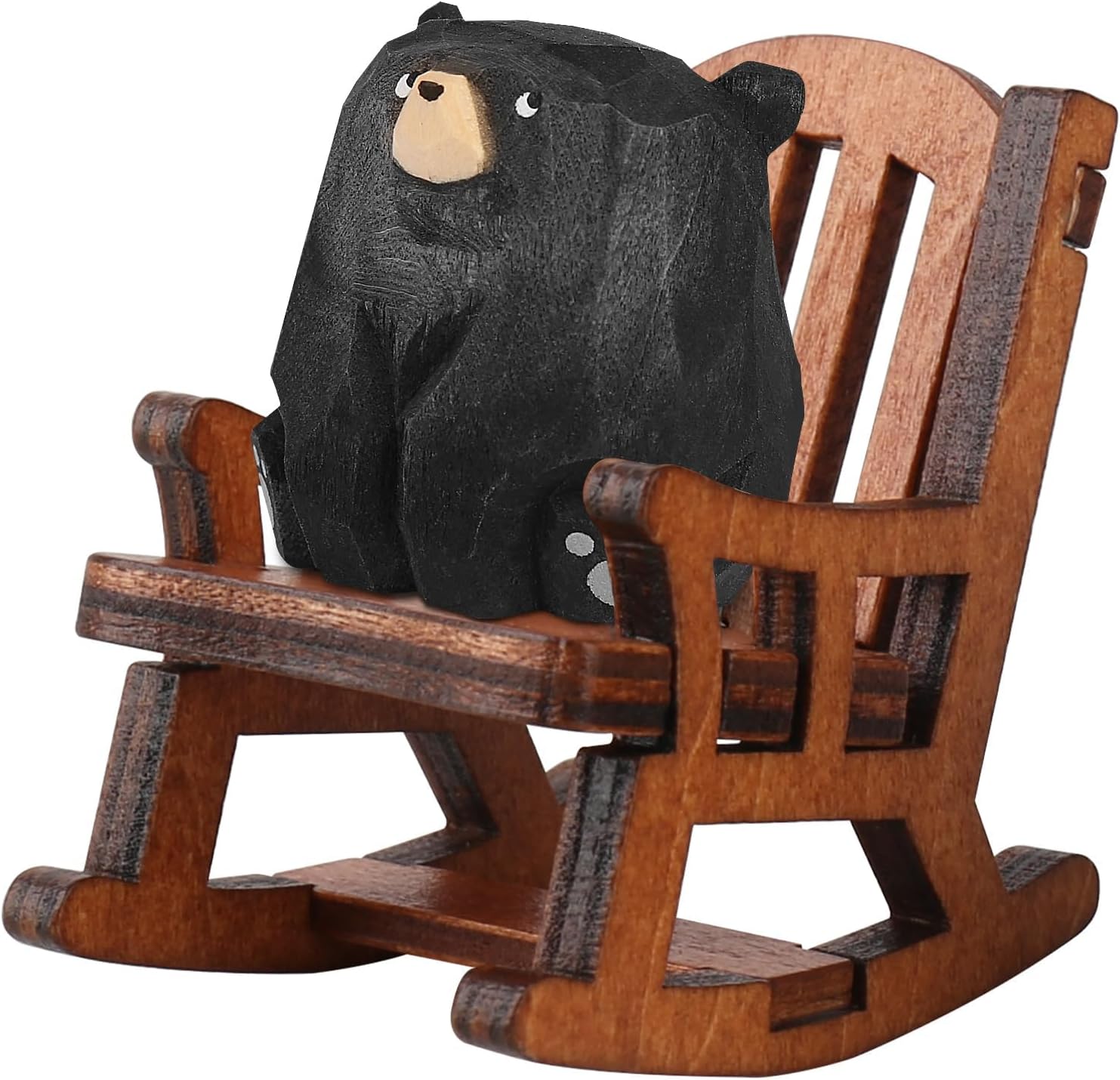 Amazon.com: Dripykiaa Miniature Bear Figurines Statue Wooden Craved ...