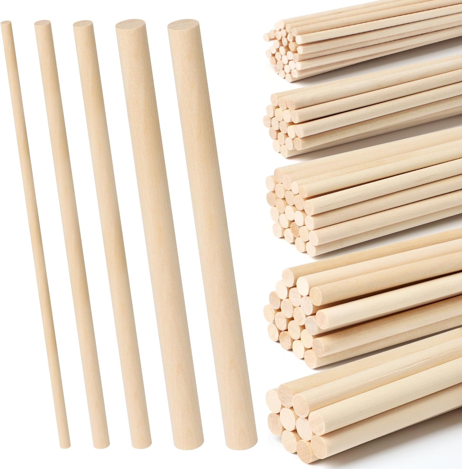 Amazon.com: 100 PCS Dowel Rods Wood Sticks Wooden Dowel Rods - 1/4 x 6 ...