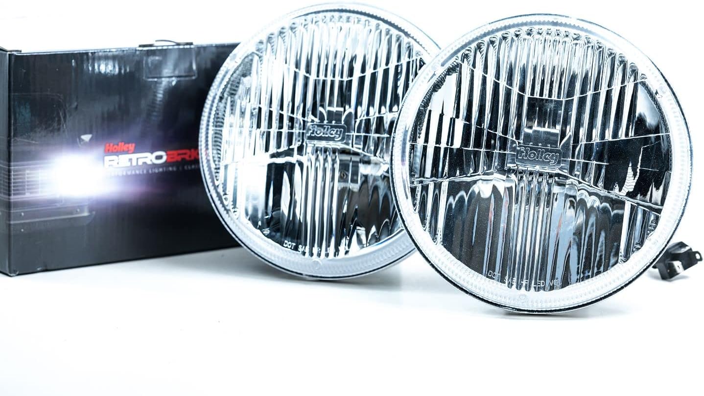 Holley RetroBright 7” Round LED Headlights for Classic Cars Cool White ...