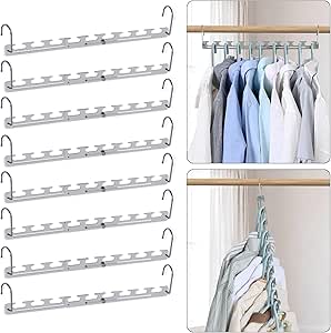 Amazon.com: Space Saving Hangers, 2024 Newest 9-Hole Adjustable Metal ...