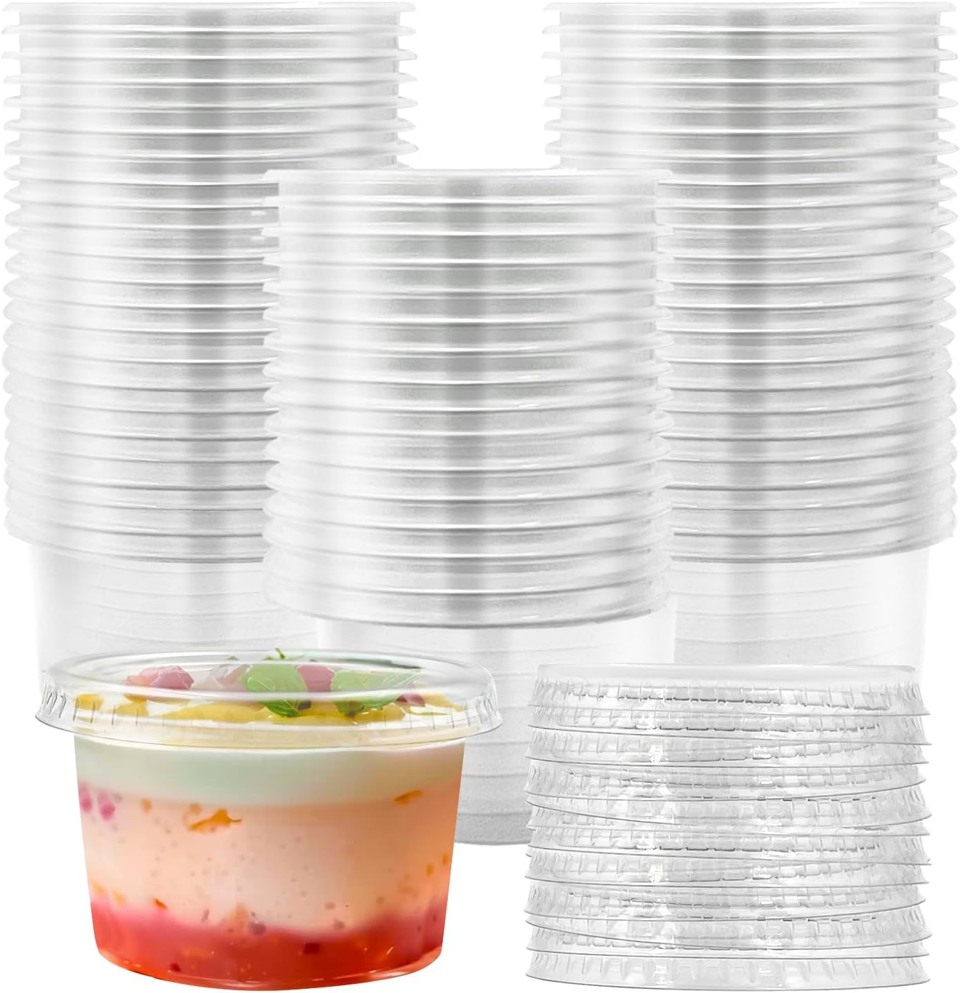 Amazon.com: Temmgnie [100 Sets 5 oz] Disposable Plastic Cups with Flat ...