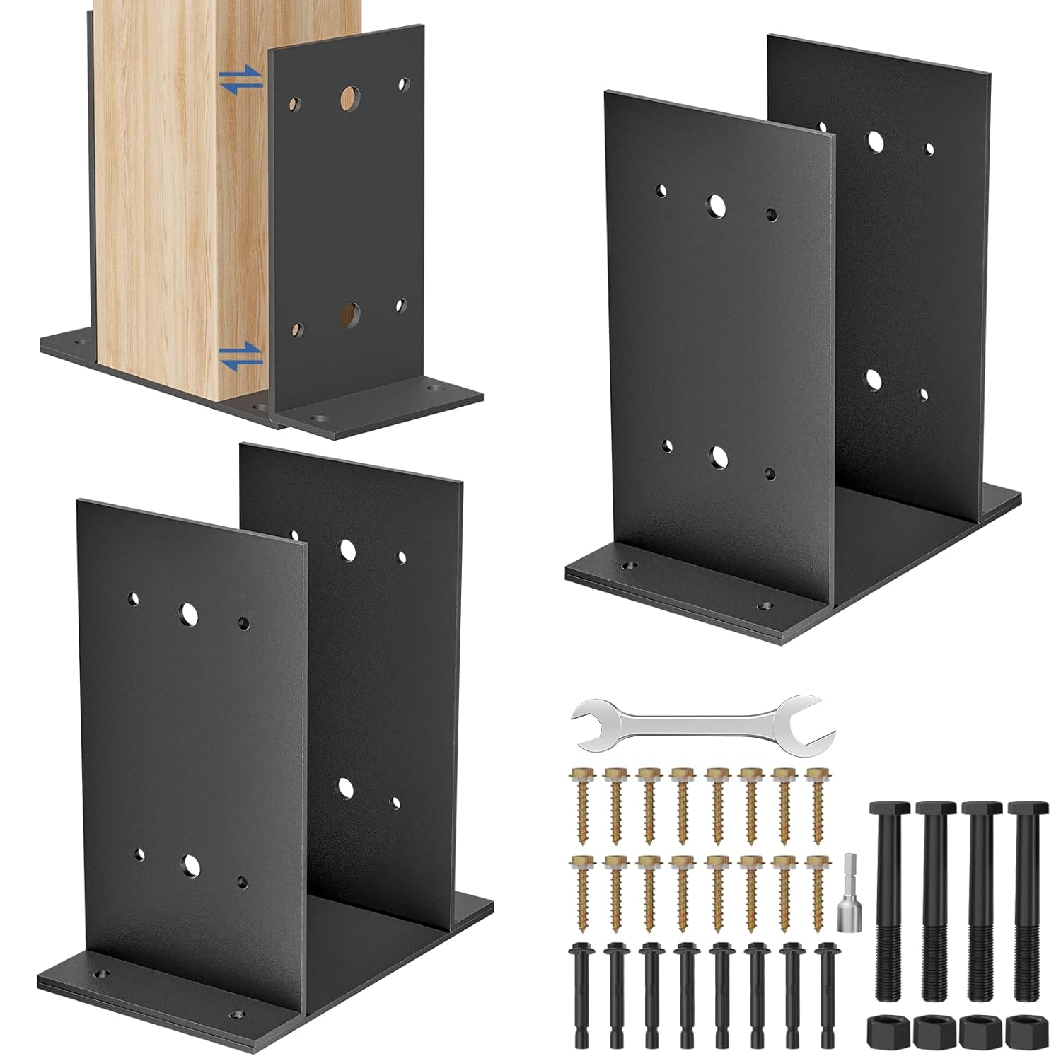 6x6 Post Base 2 Pcs,Heavy Duty Detachable Post Bracket with Adjustable ...