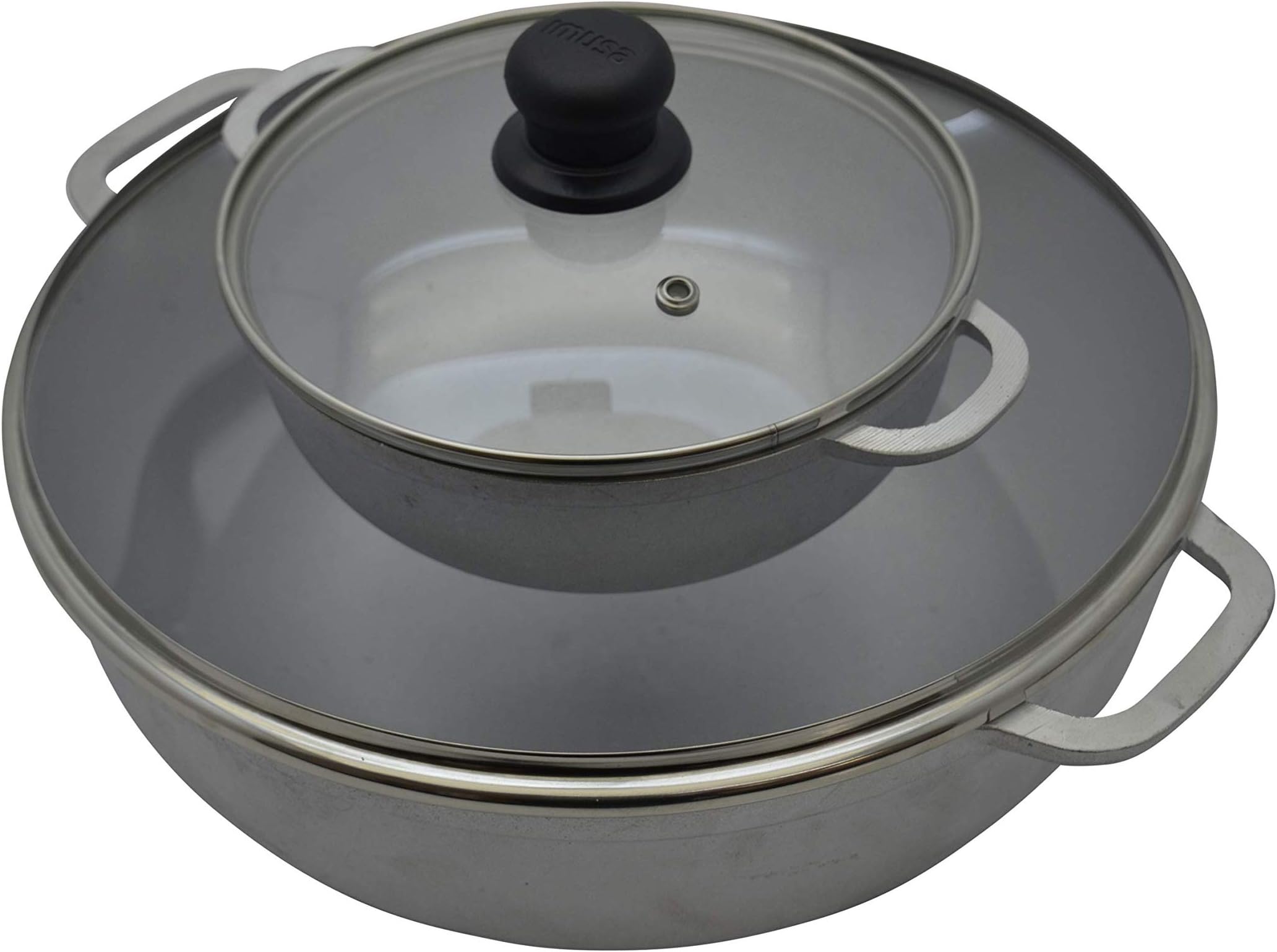 Amazon.com: IMUSA USA 2 Piece Cast Aluminum Caldero Set with Glass Lid ...