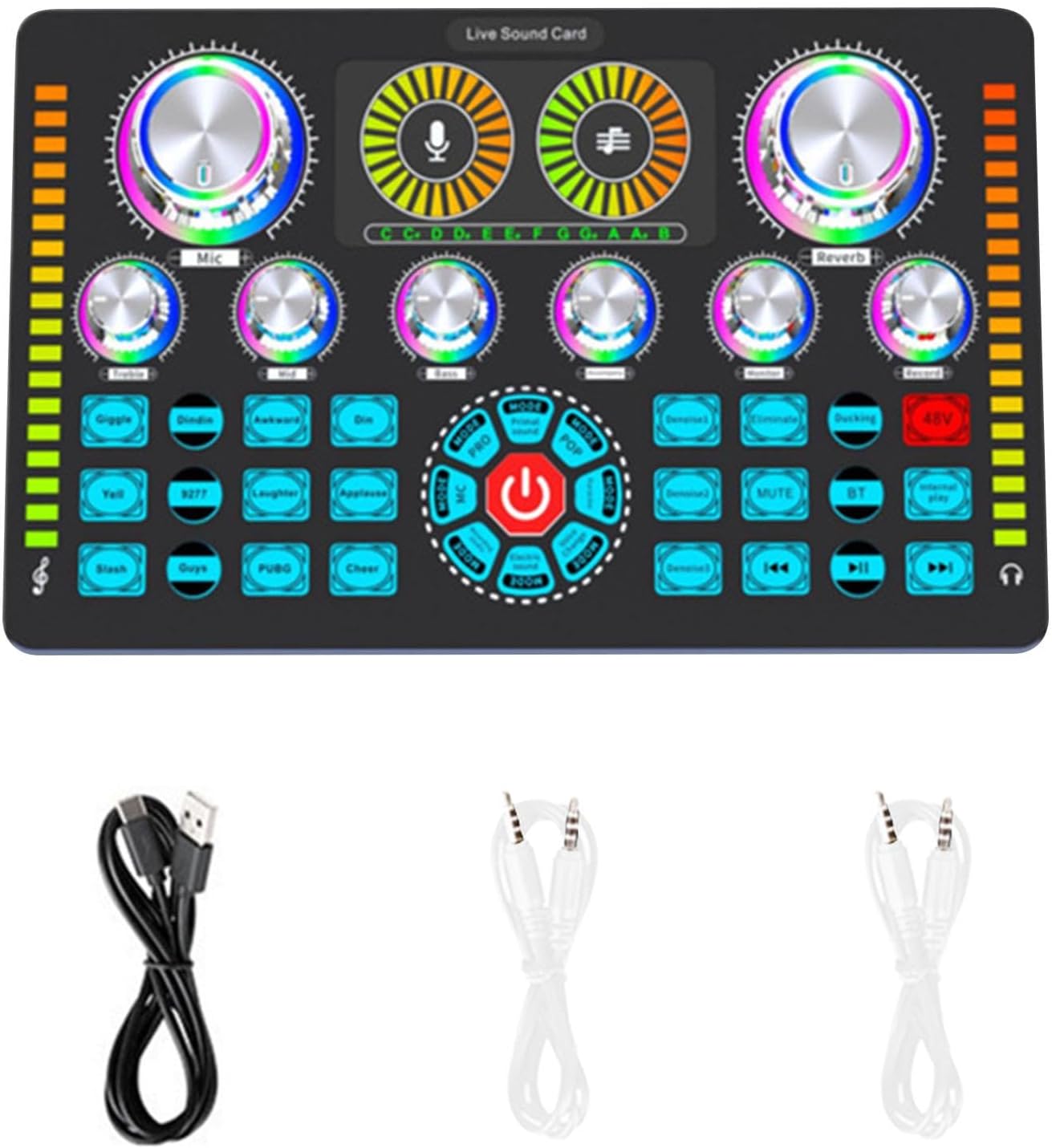 Q7 Live Sound Card, Live Sound Board, Voice Changer Audio Mixer, Sound ...