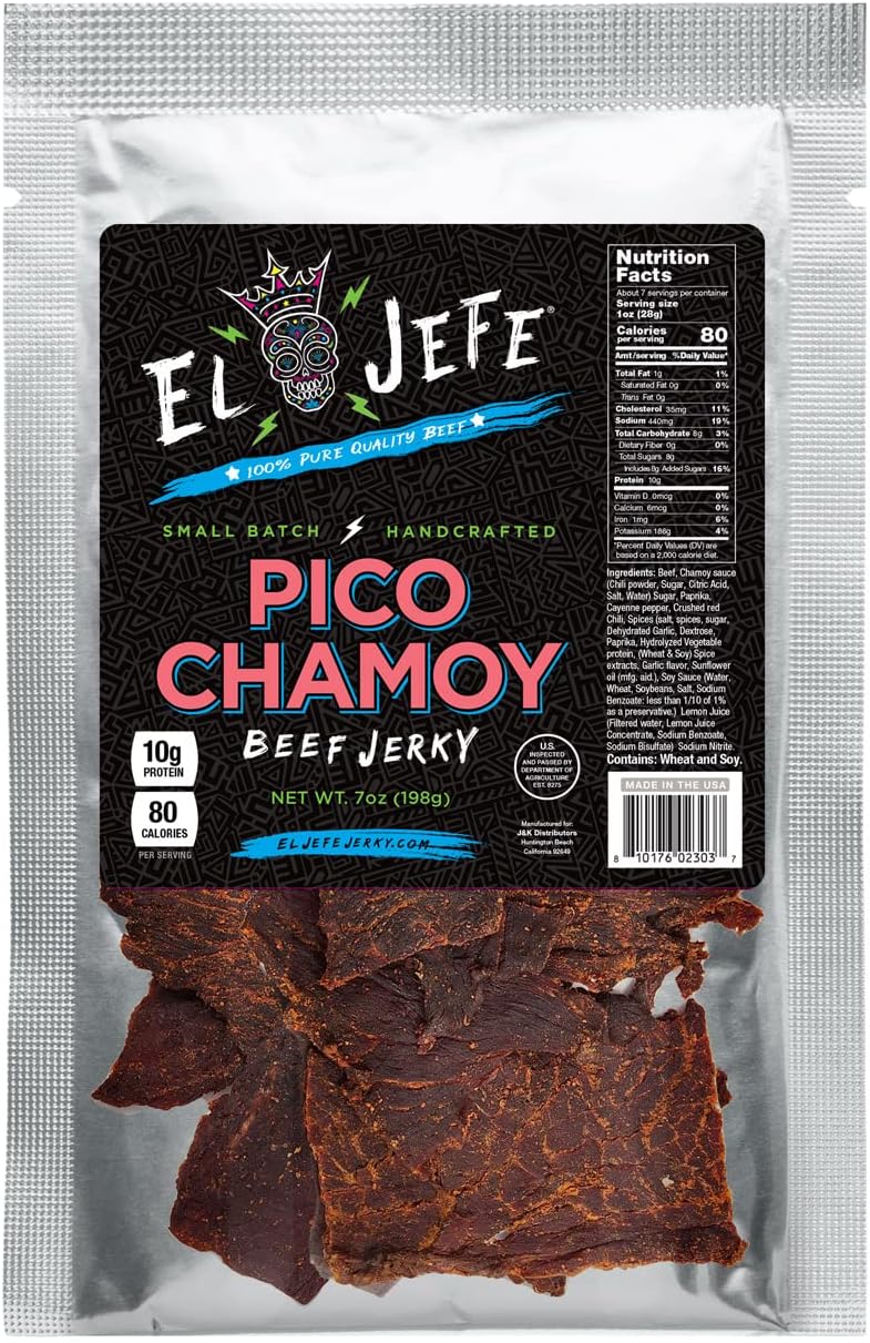 Amazon.com: El Jefe Pico Chamoy Beef Jerky - Hand Crafted Small Batch ...