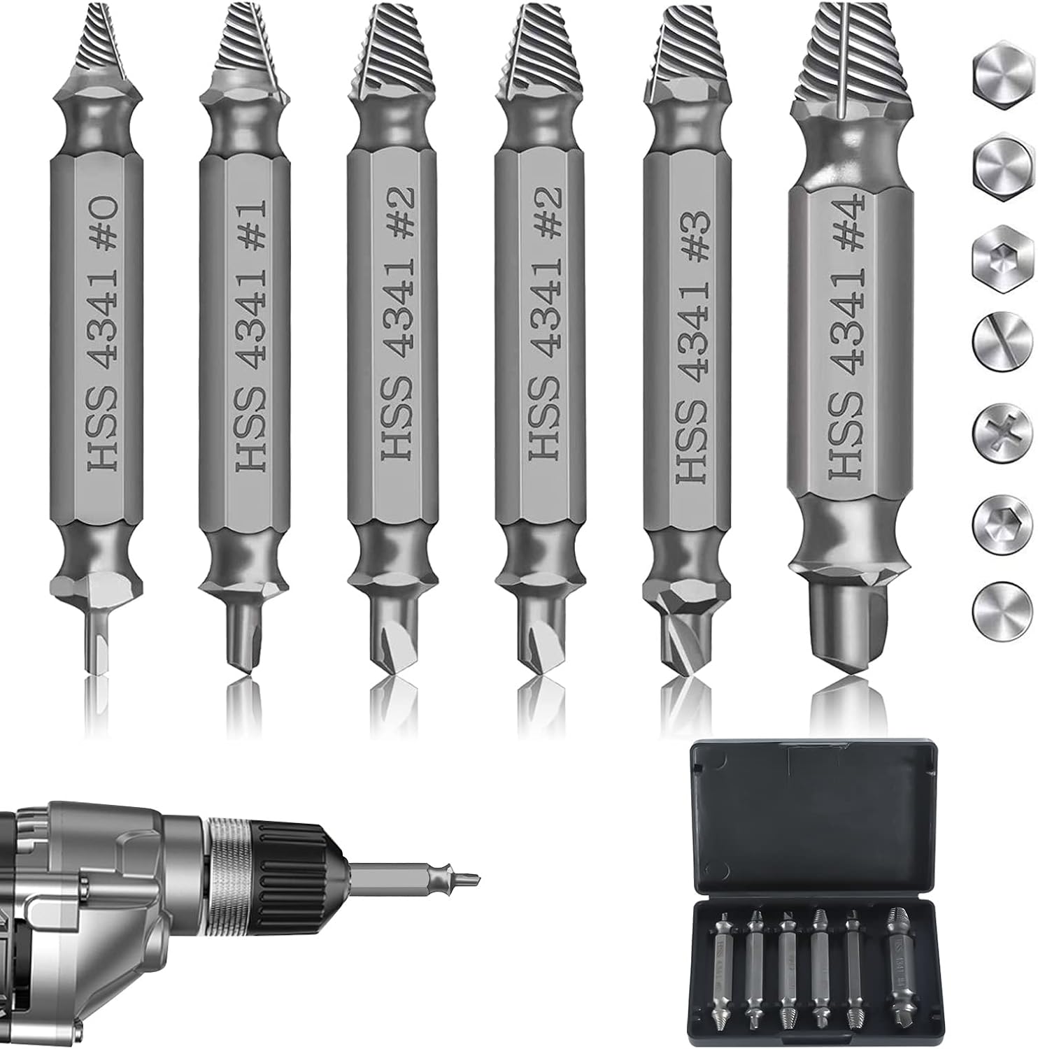 6pcs Stripped Screw Extractor Set Bolt Extractor Set, Security Bit Set ...