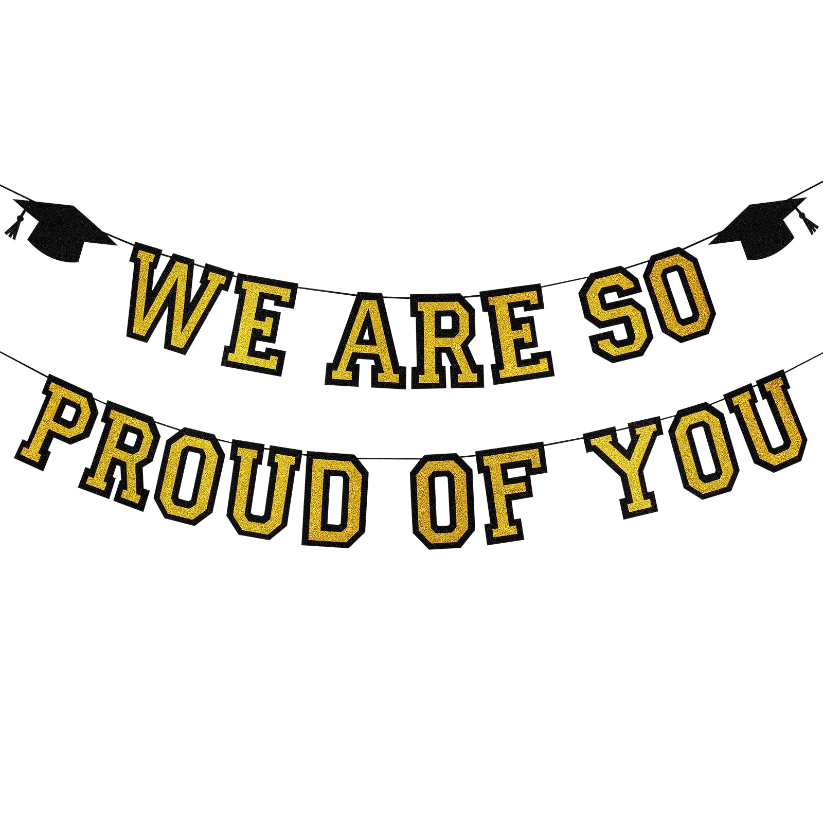 We are So Proud of You Banner Gold and Black Congratulations Banner, So ...