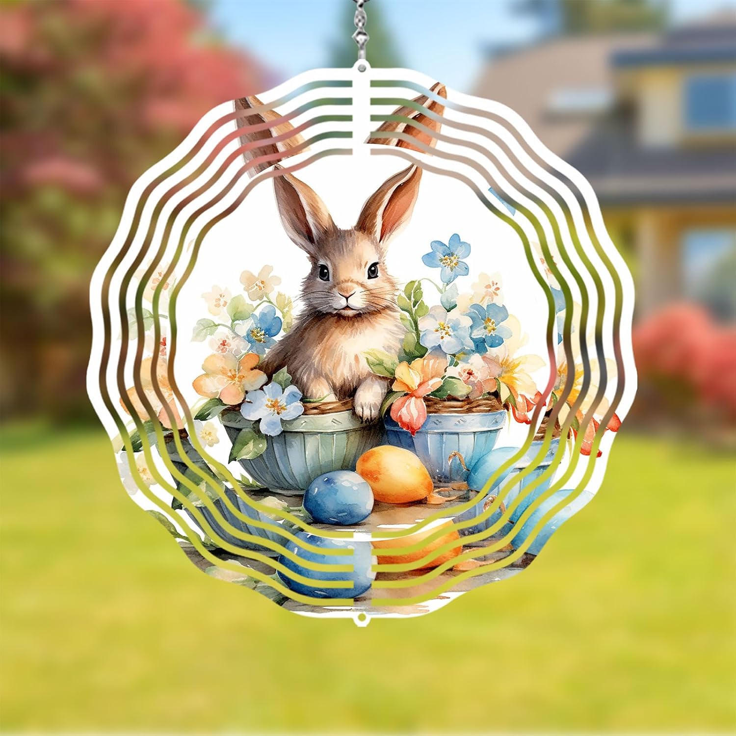Amazon.com: Easter Bunny Wind Spinner Easter Day Gifts 3D Metal Kinetic ...