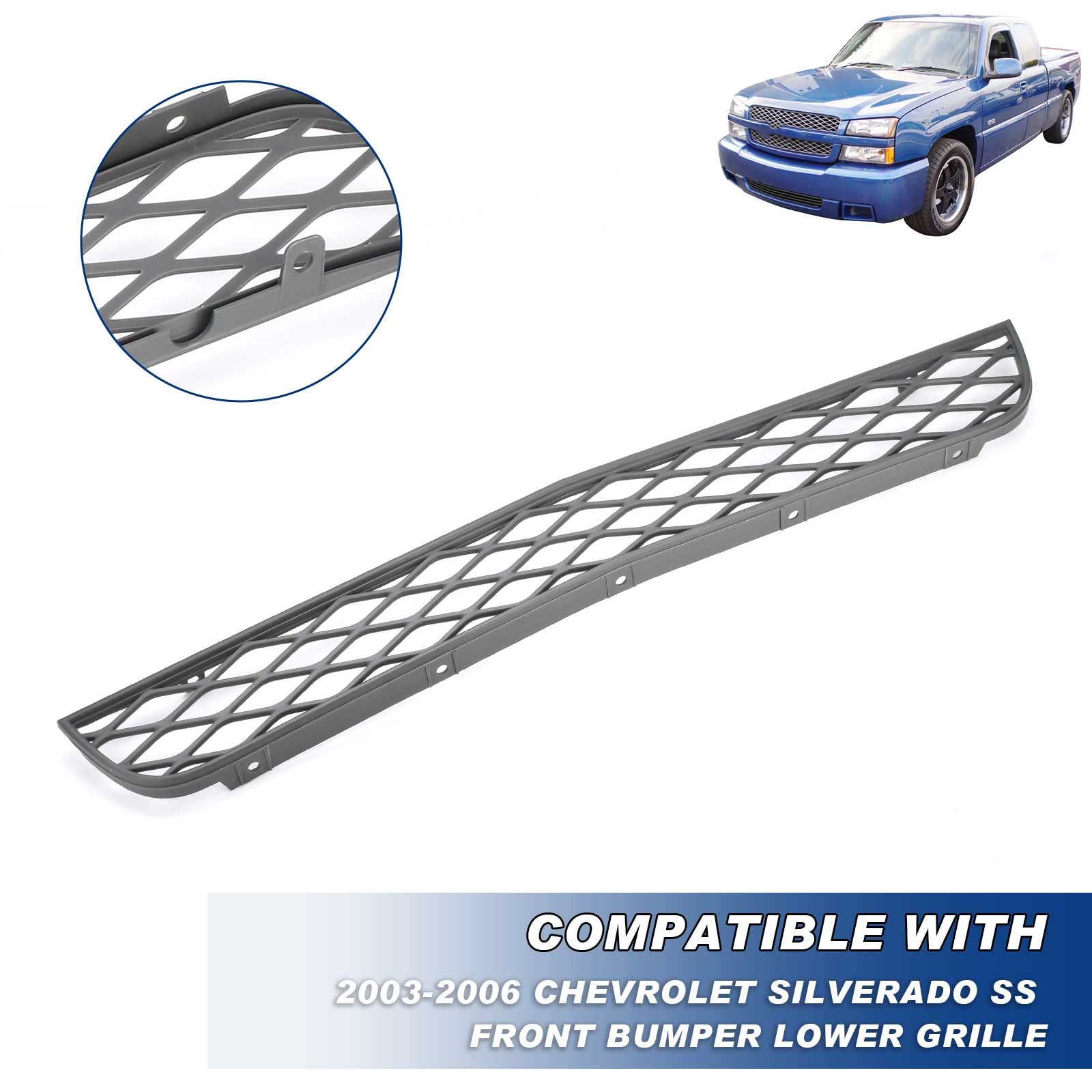 Front Lower Grille Gray Compatible with Chevrolet Silverado SS 2003 ...