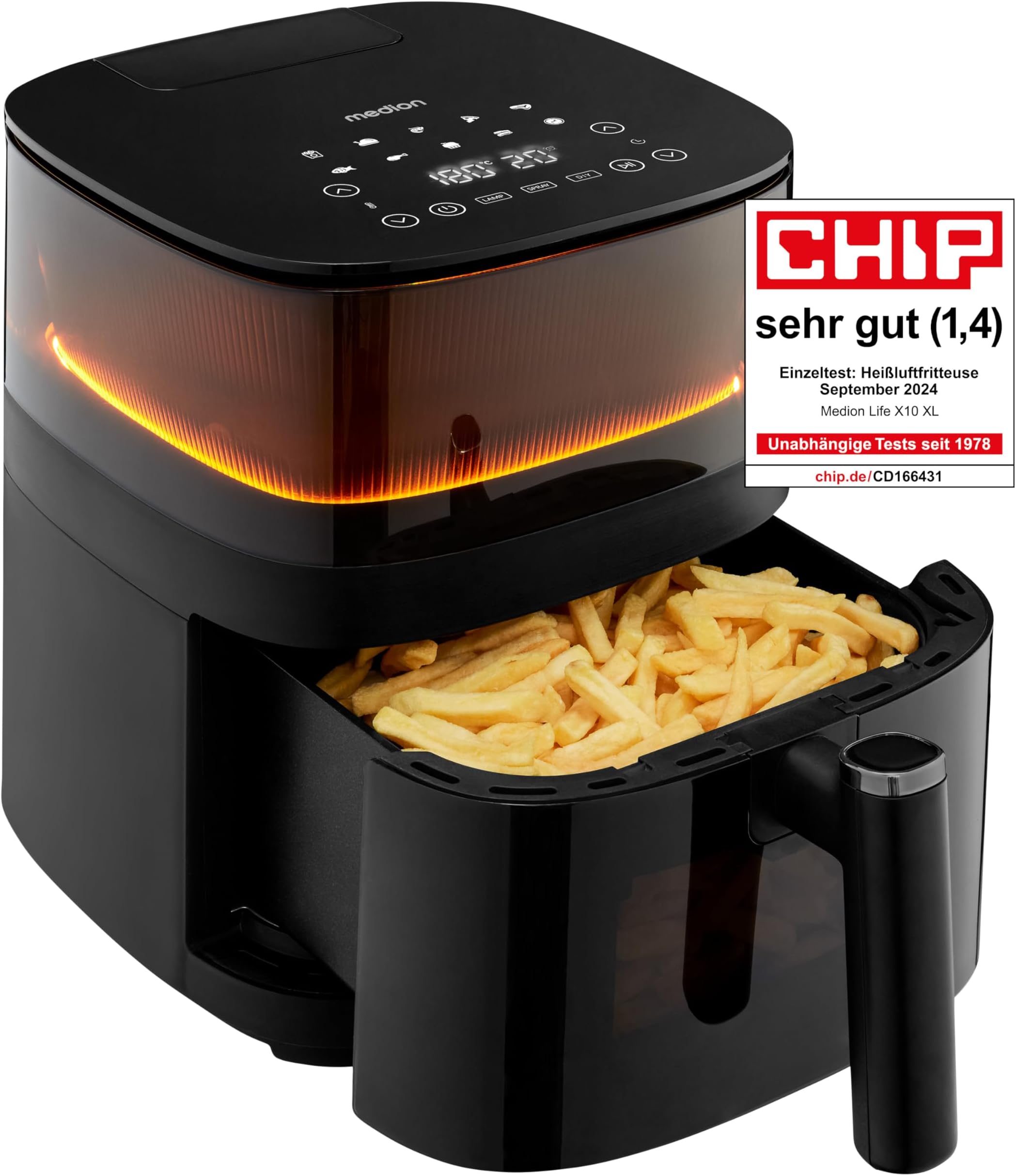 MEDION X10 XL Heißluftfritteuse MD11780 (5 Liter, Airfryer, innovative ...