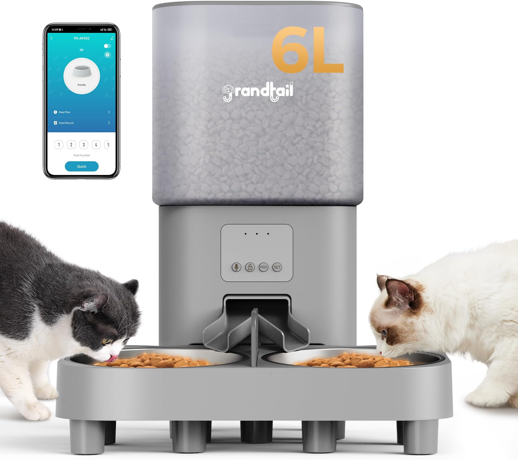 Amazon.com : Automatic Cat Feeder, WiFi Dog Food Dispenser with APP ...