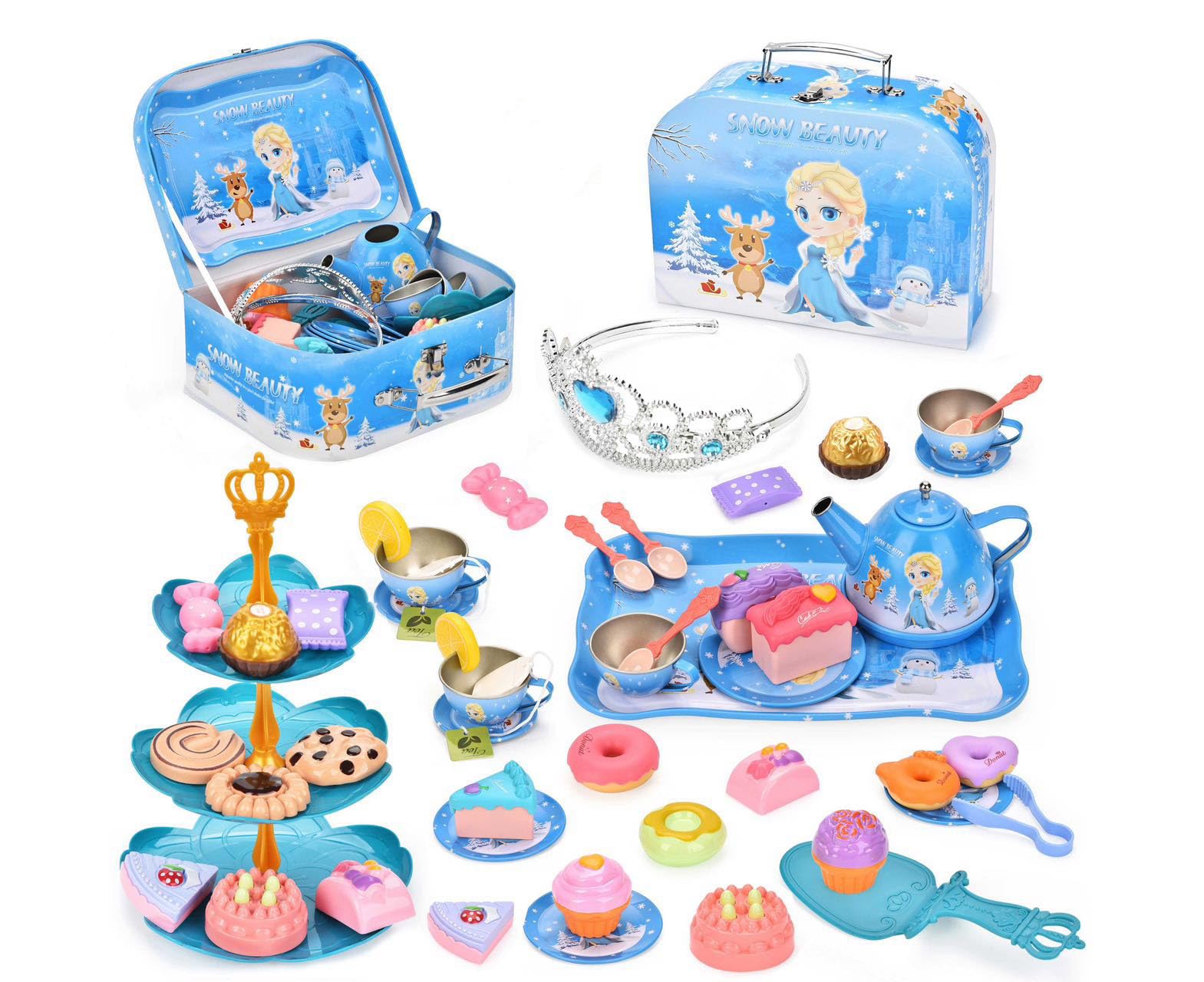 Amazon.com: SHNRASAR Kids Tea Party Set for Girls–50-Piece Princess ...